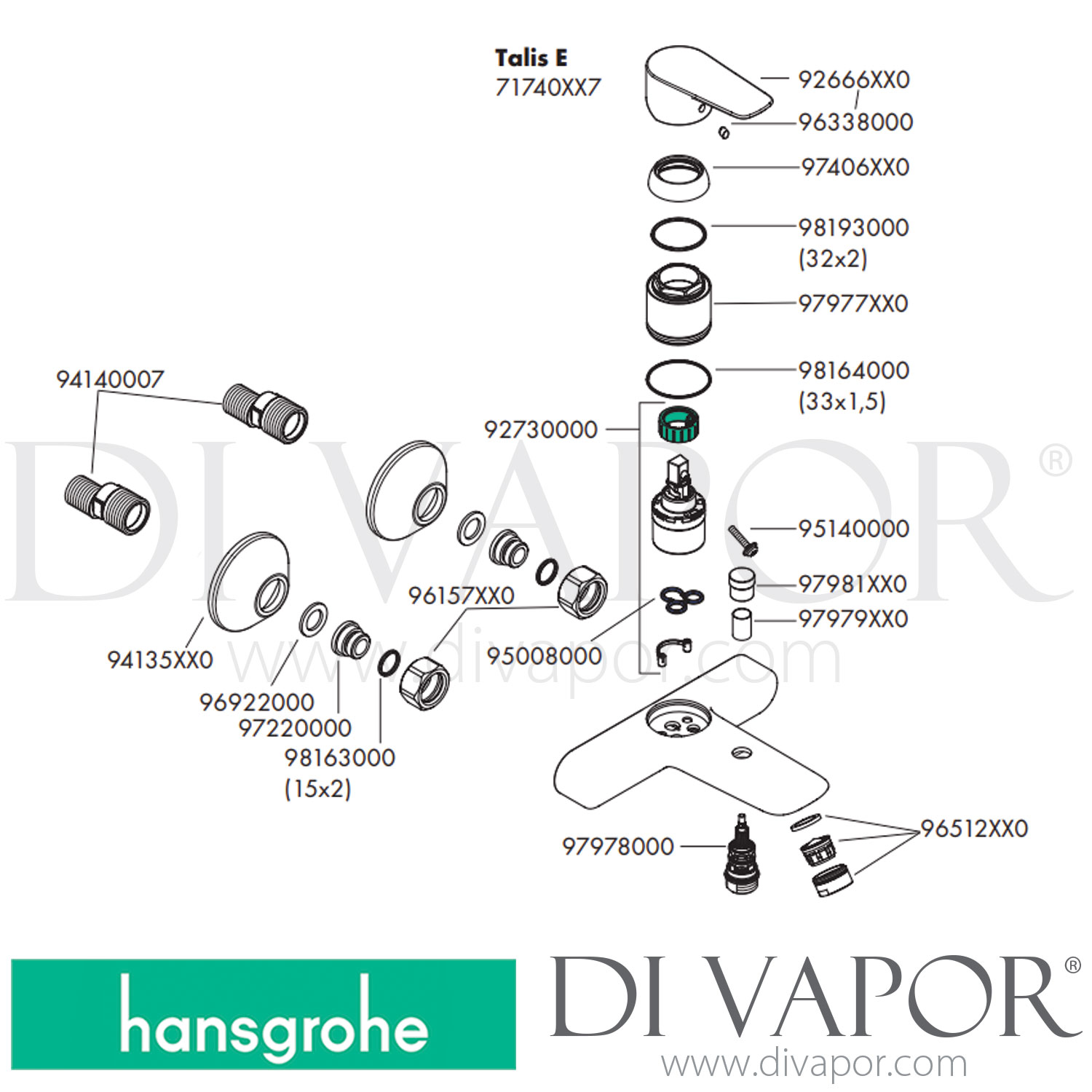 Hansgrohe 71740677 Talis E Single Lever Bath Mixer for Exposed ...