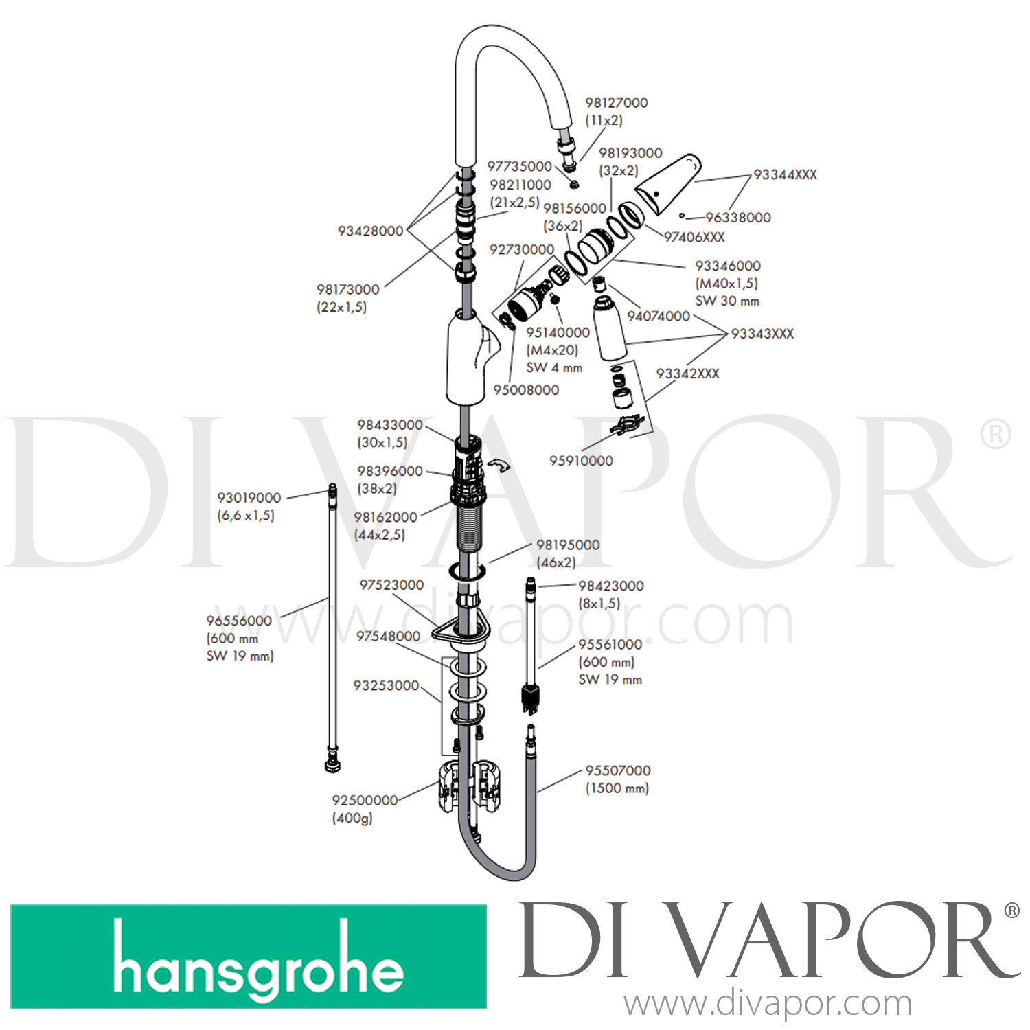 Hansgrohe 71800000 Focus M42 Single Lever Kitchen Mixer 220, Pull-Out ...