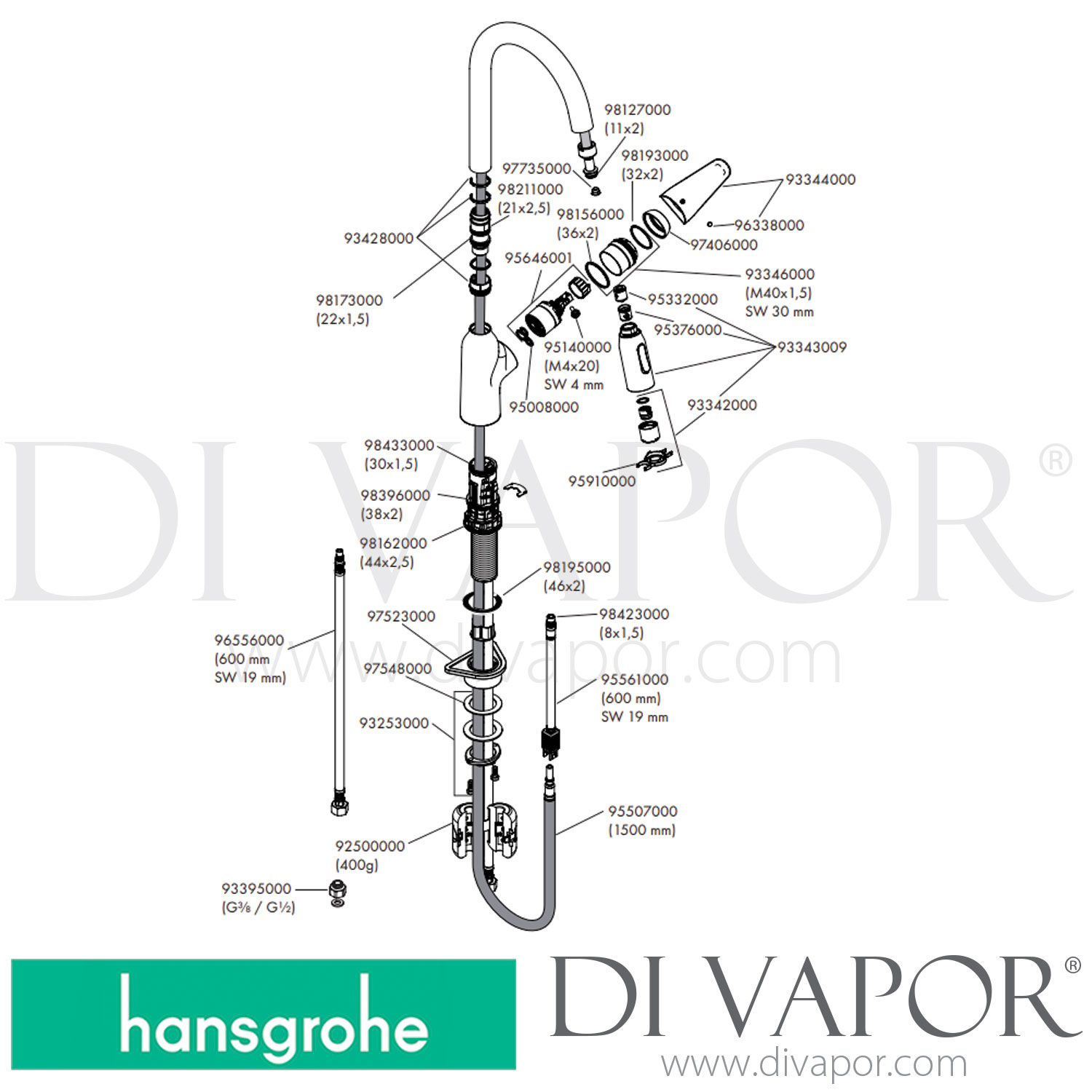 Hansgrohe 71801800 Focus M42 Single Lever Kitchen Mixer 180, Pull-Out ...