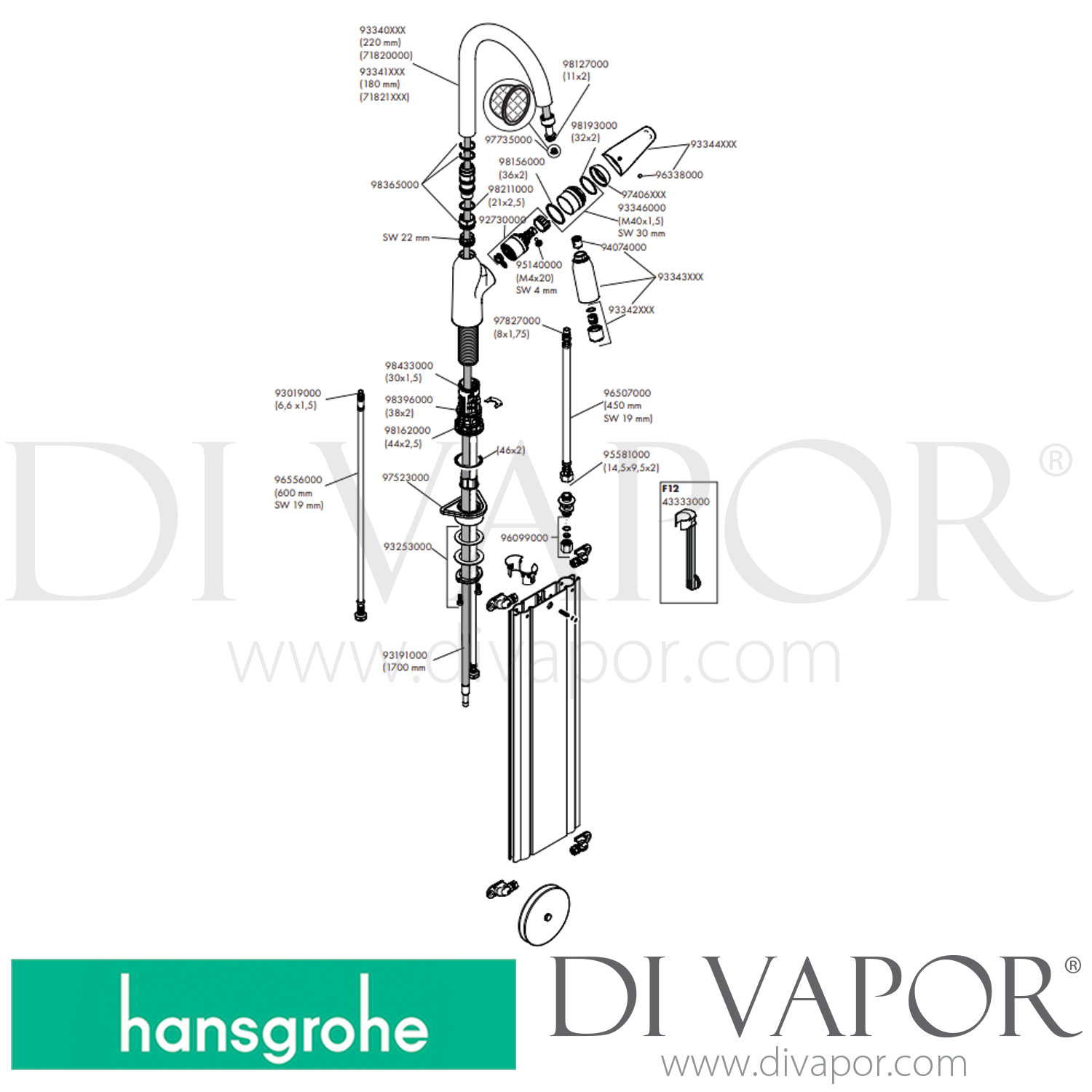 Hansgrohe 71821000 Focus M42 Single Lever Kitchen Mixer 180, Pull-Out ...
