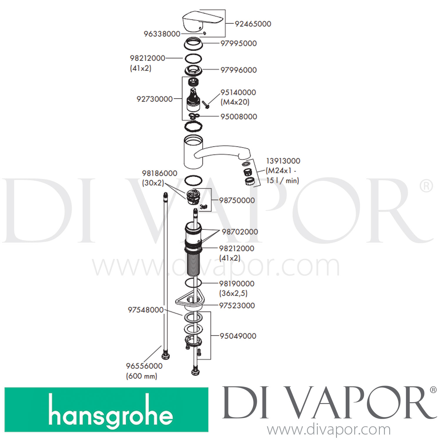 Hansgrohe 71830000 Logis M31 Single Lever Kitchen Mixer 120, 1Jet Spare ...
