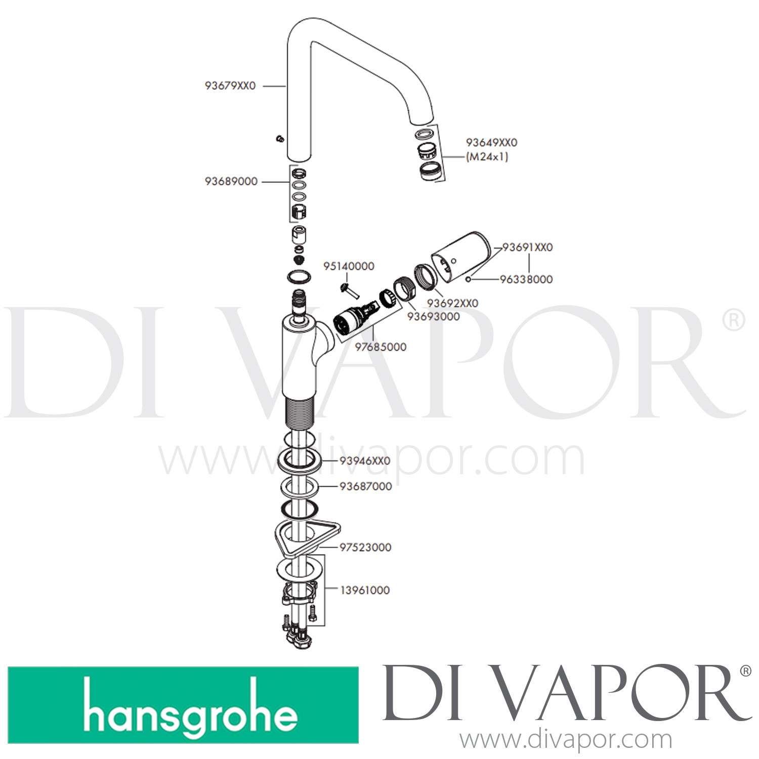 Hansgrohe 71857007 Vernis Blend M35 Single Lever Kitchen Mixer 260 With ...