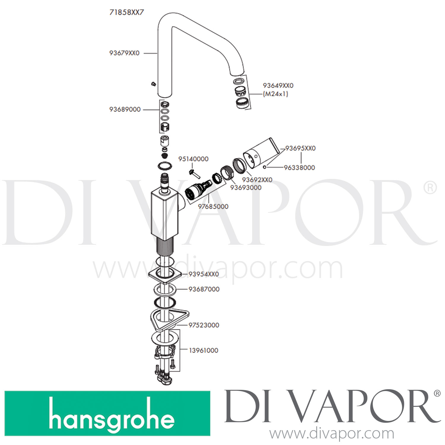 Hansgrohe 71858007 Vernis Shape M35 Single Lever Kitchen Mixer 260 With ...