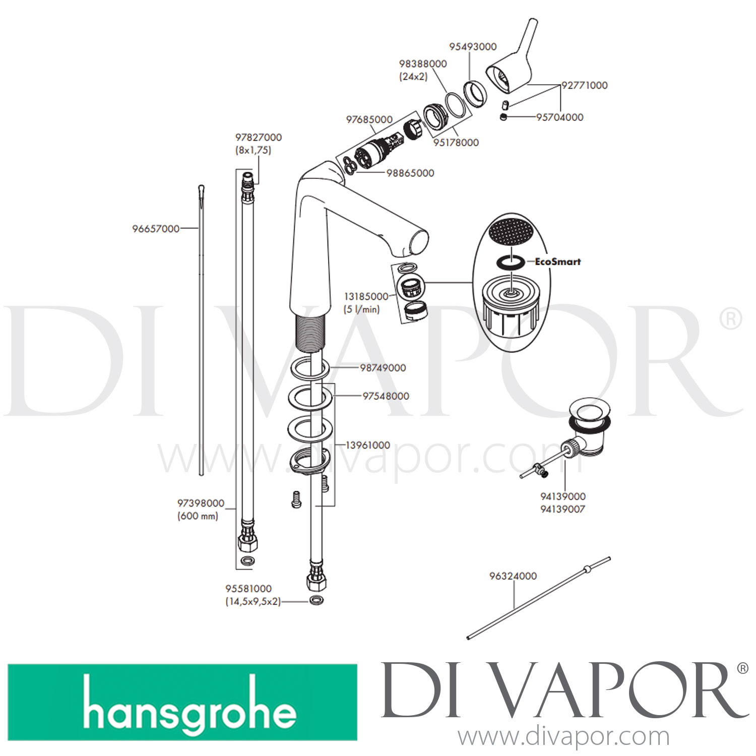 Hansgrohe 72115000 Talis S Single Lever Basin Mixer 250 for Wash Bowls ...