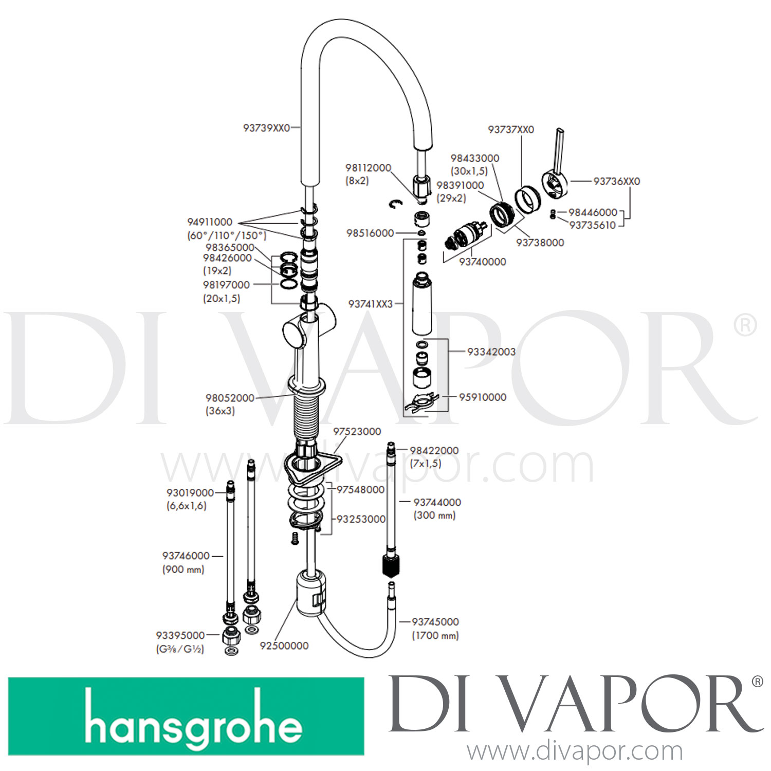 Hansgrohe 72800673 Talis M54 Single Lever Kitchen Mixer 210, Pull-Out ...