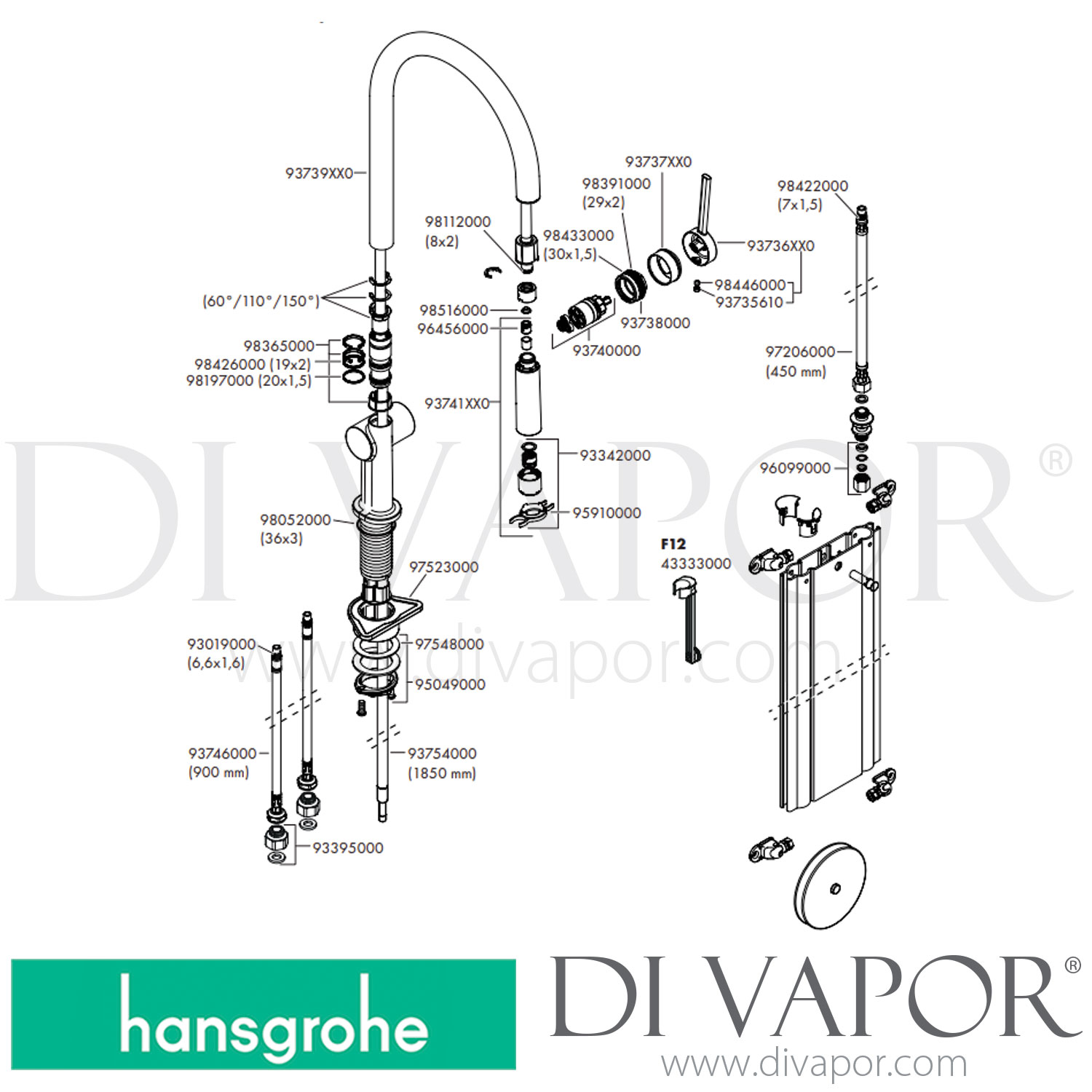 Hansgrohe 72801007 Talis M54 Single Lever Kitchen Mixer 210, Pull-Out ...