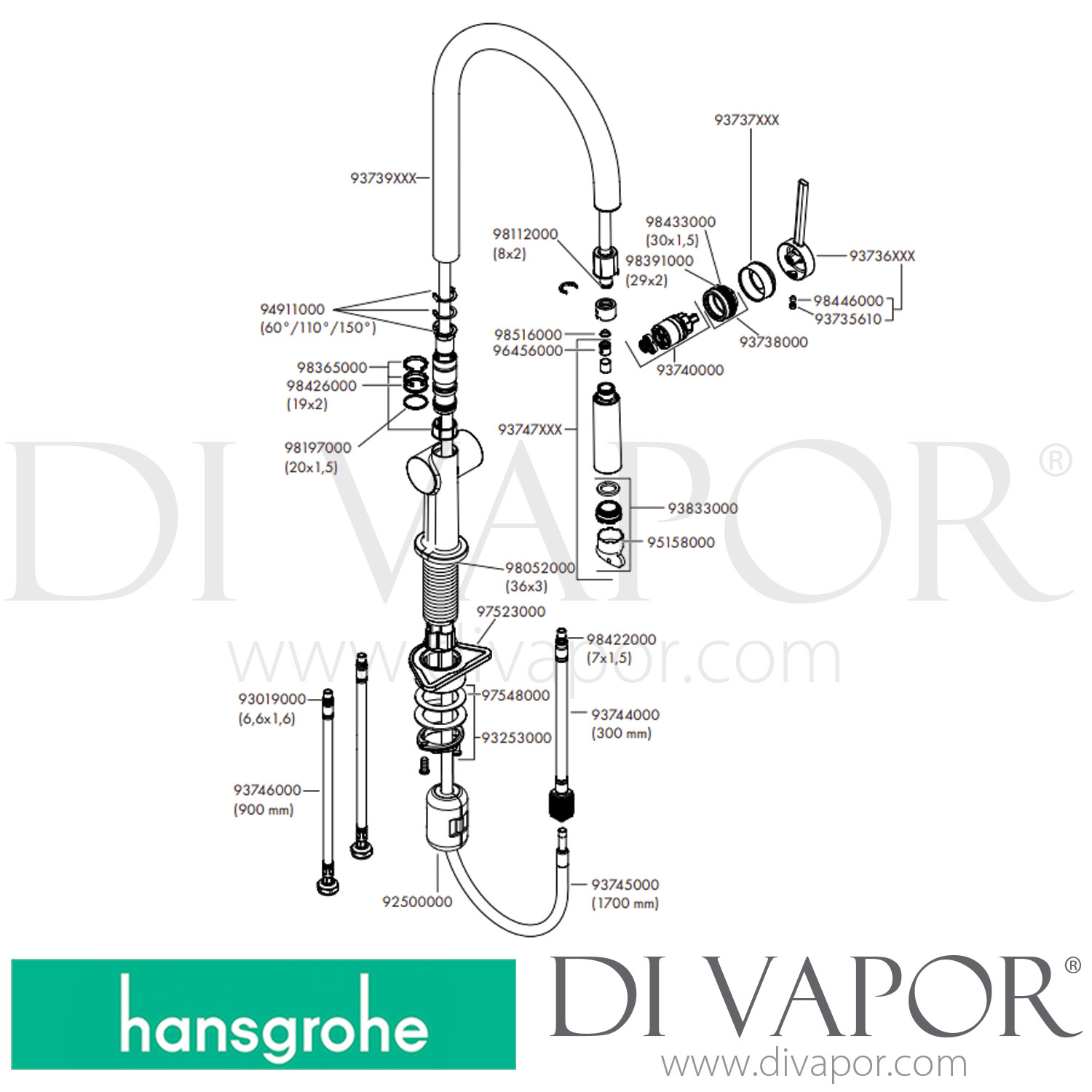 Hansgrohe 72802670 Talis M54 Single Lever Kitchen Mixer 210, Pull-Out ...