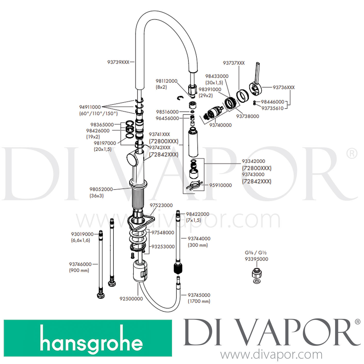 Hansgrohe 72842000 Talis M54 Single Lever Kitchen Mixer 210, Eco, Pull ...