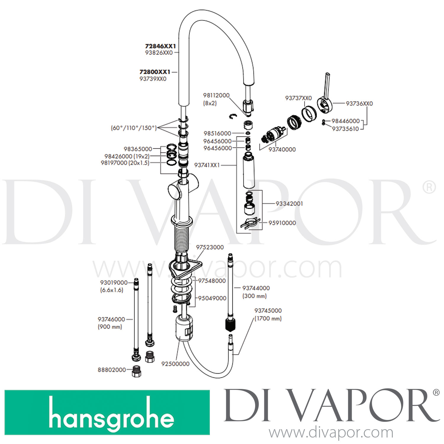 Hansgrohe 72846001 Talis N Single Lever Kitchen Mixer 180, Pull-Out ...