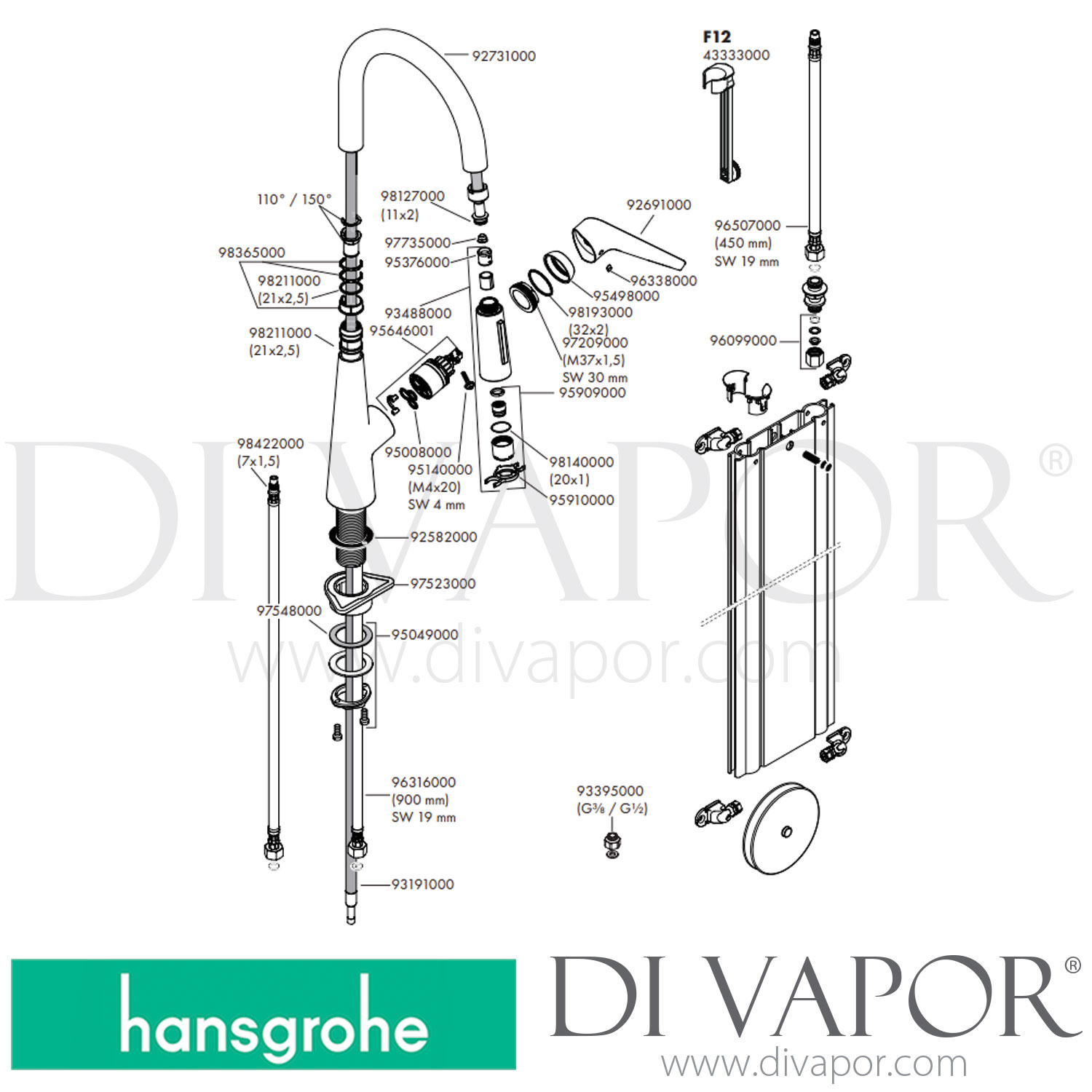 Hansgrohe 73851000 Talis M51 Single Lever Kitchen Mixer 200, Pull-Out ...