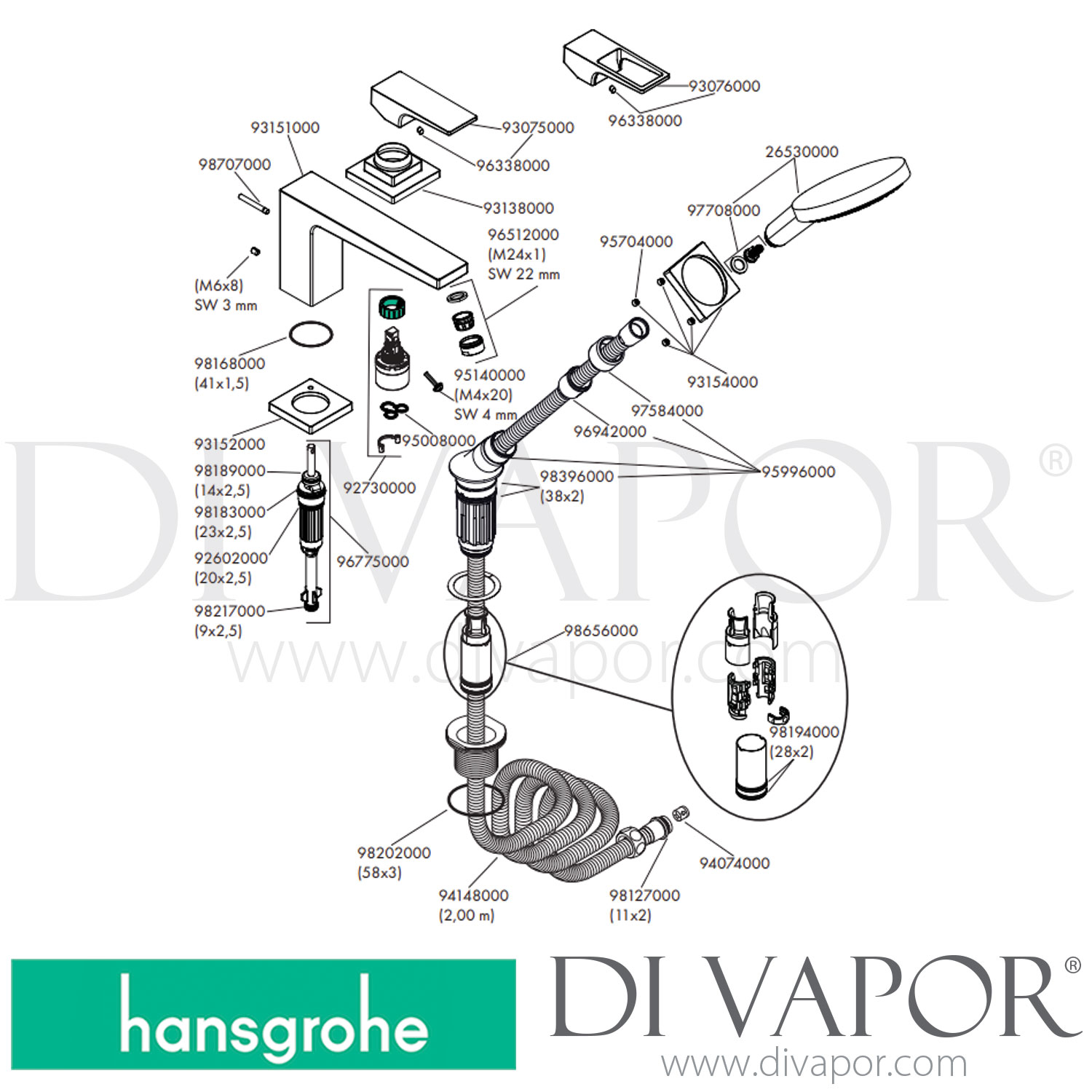 Hansgrohe 74550000 Metropol 3-Hole Rim Mounted Single Lever Bath Mixer ...