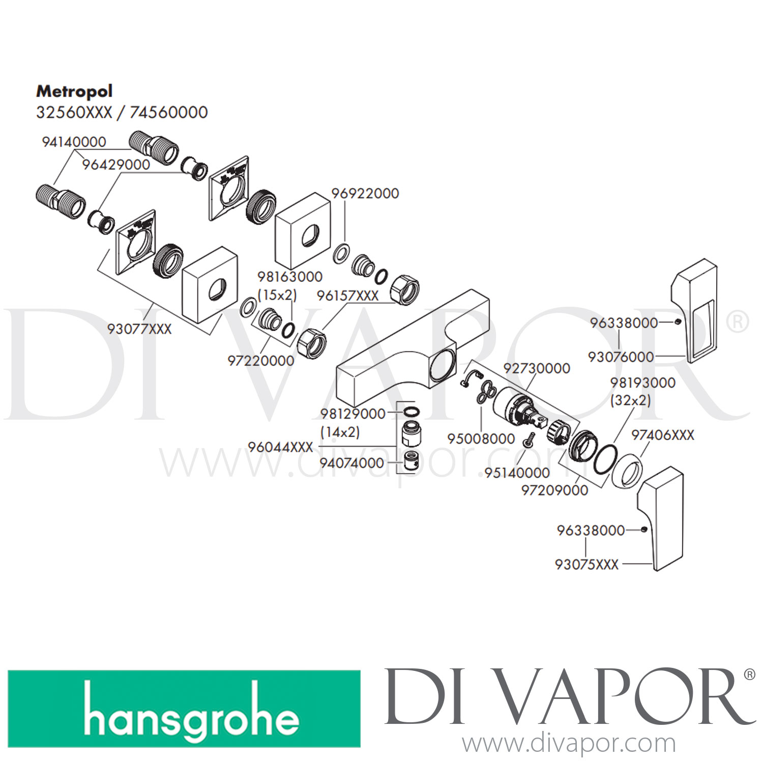 Hansgrohe 74560000 Metropol Single Lever Shower Mixer for Exposed ...