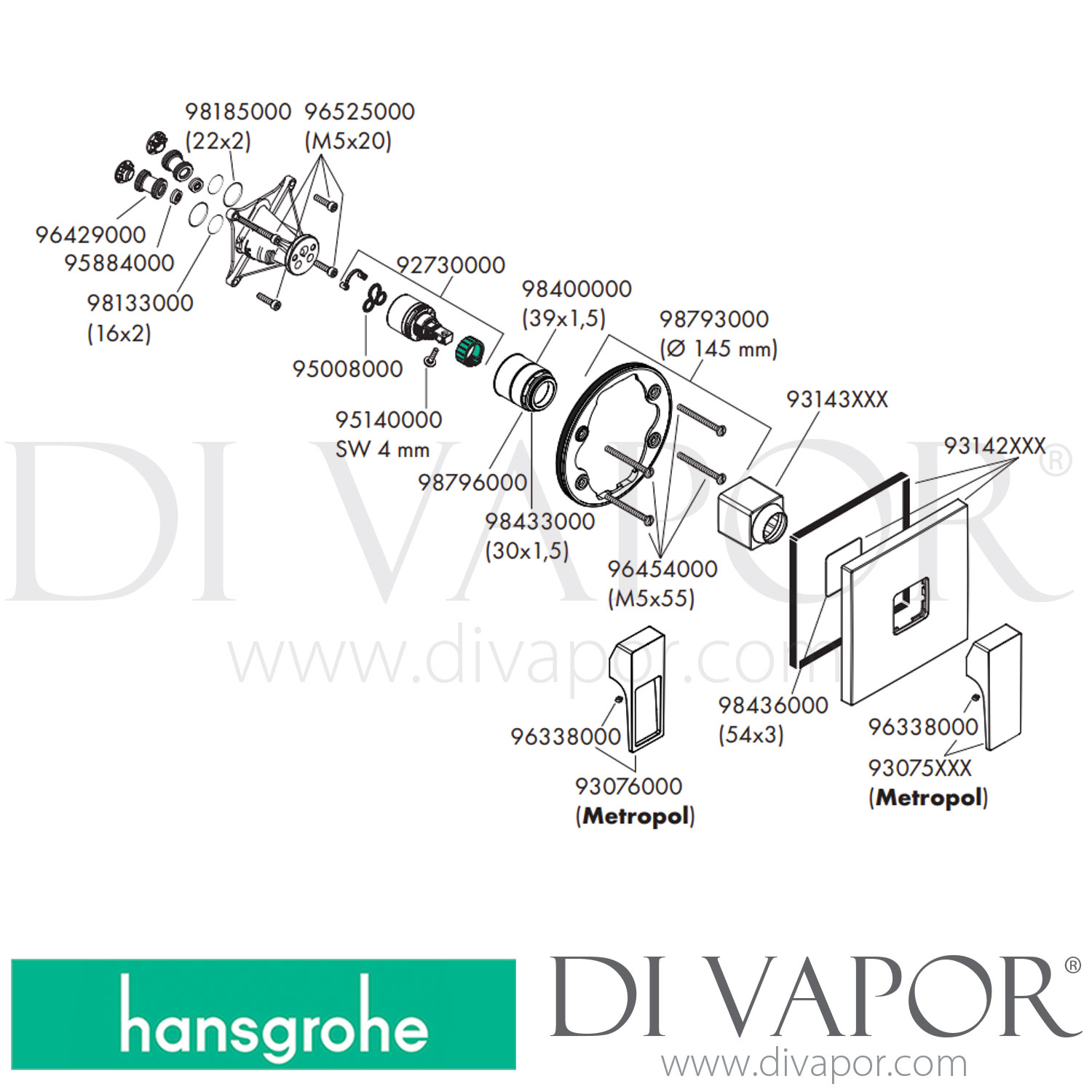 Hansgrohe 74565000 Metropol Single Lever Shower Mixer for Concealed ...