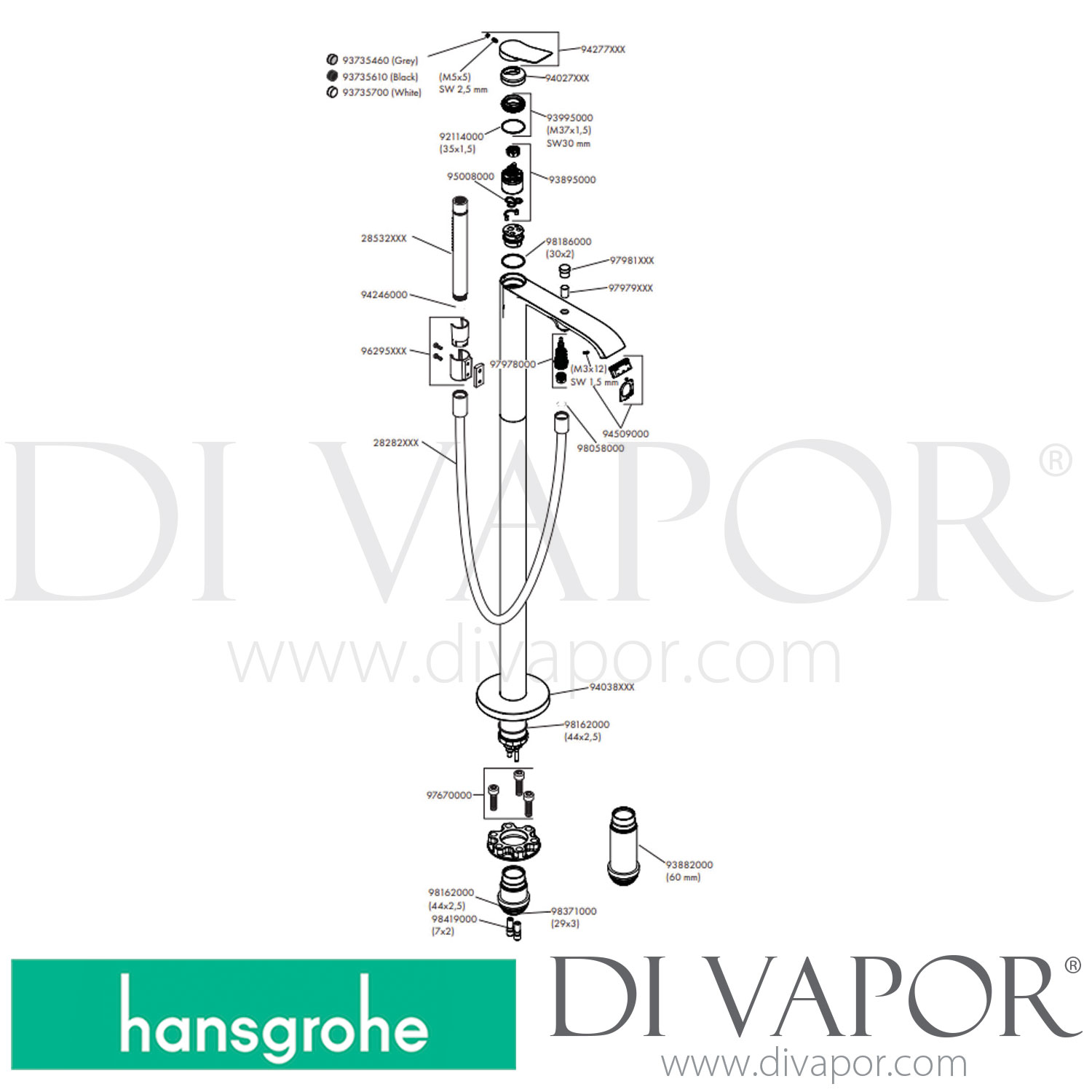 Hansgrohe 75445000 Vivenis Single Lever Bath Mixer Floor-Standing >06/ ...