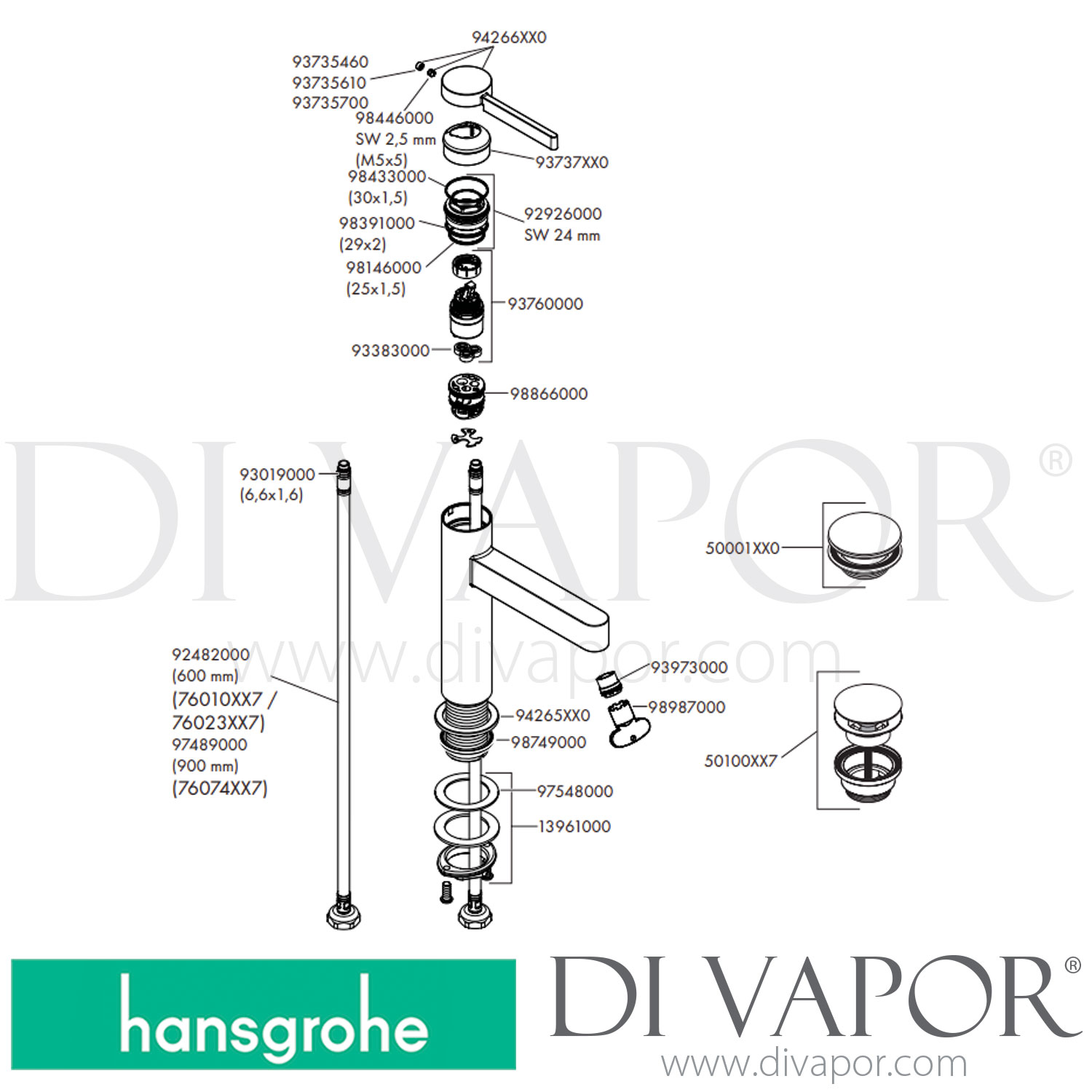 Hansgrohe 76010007 Finoris Single Lever Basin Mixer 100 with Push-Open ...