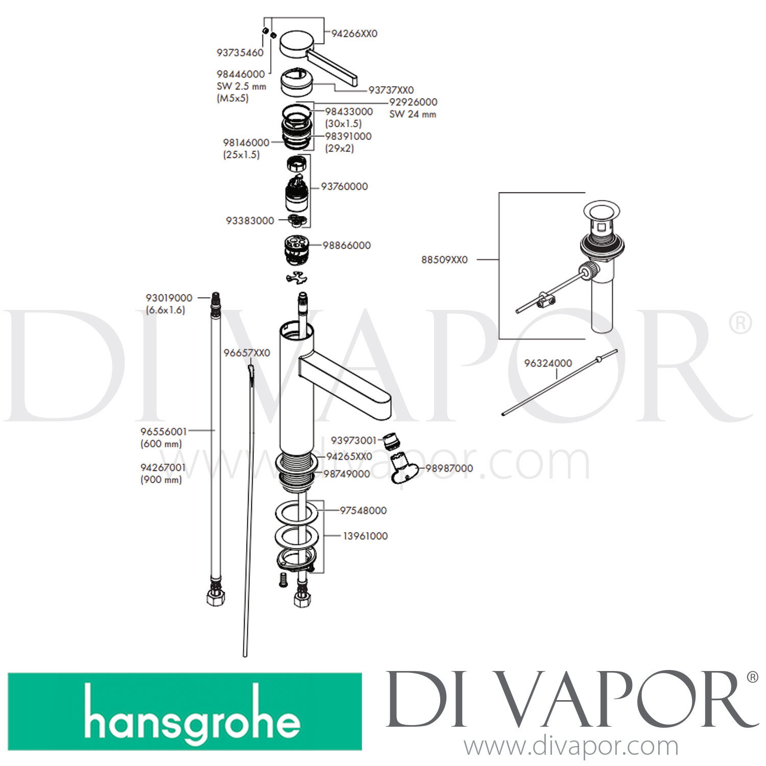 Hansgrohe 76020001 Finoris Single Lever Basin Mixer 110 with Pop-Up ...