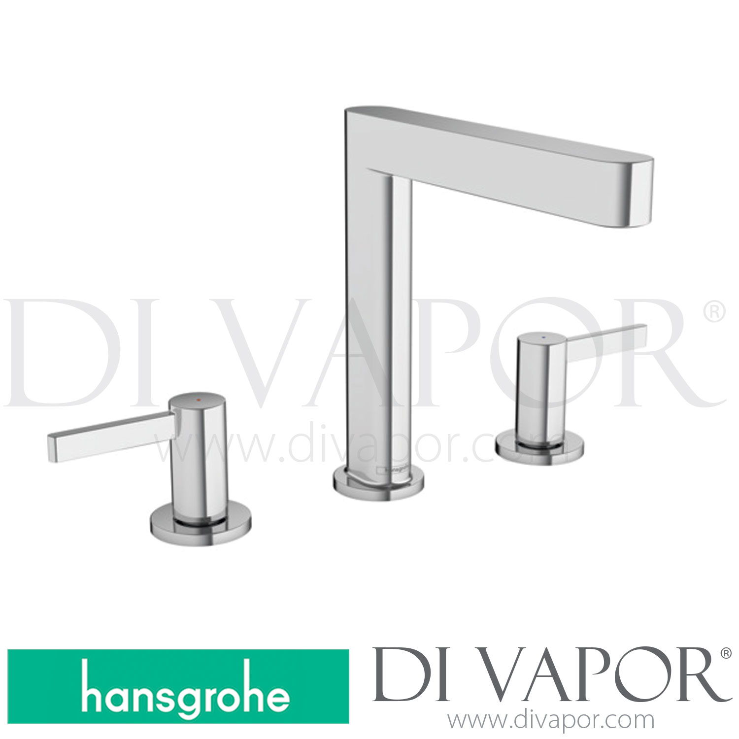 Hansgrohe 76034007 Finoris 3-Hole Basin Mixer 160 with Push-Open Waste ...