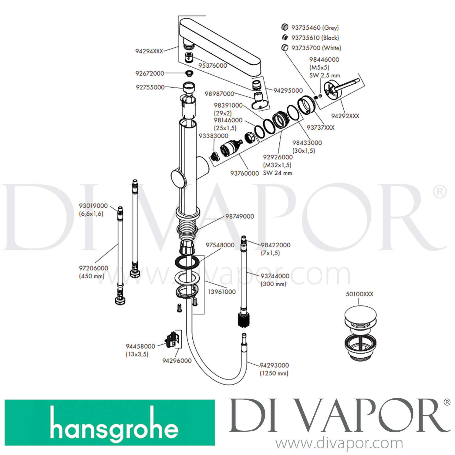 Hansgrohe 76063000 Finoris Single Lever Basin Mixer 230 with Pull-Out ...