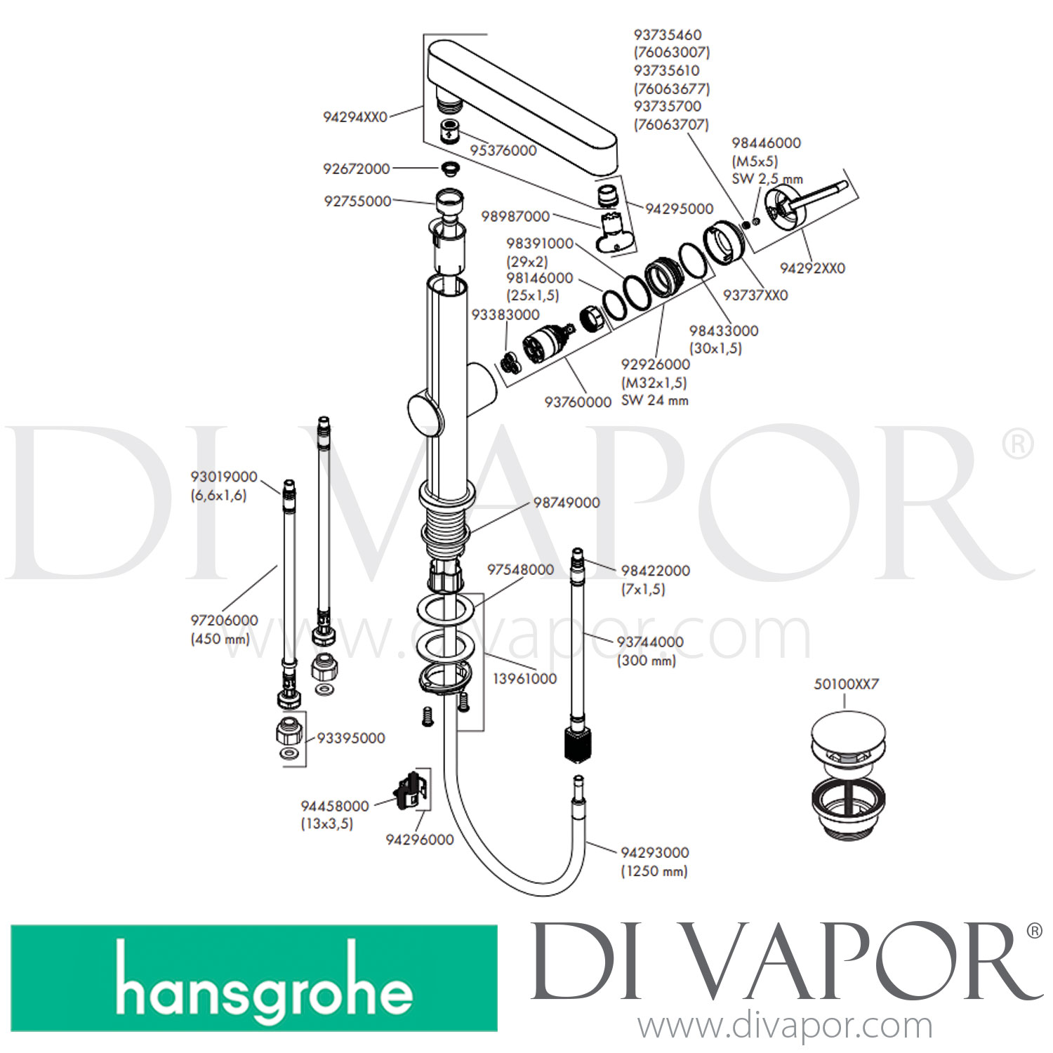 Hansgrohe 76063007 Finoris Single Lever Basin Mixer 230 with Pull-Out ...