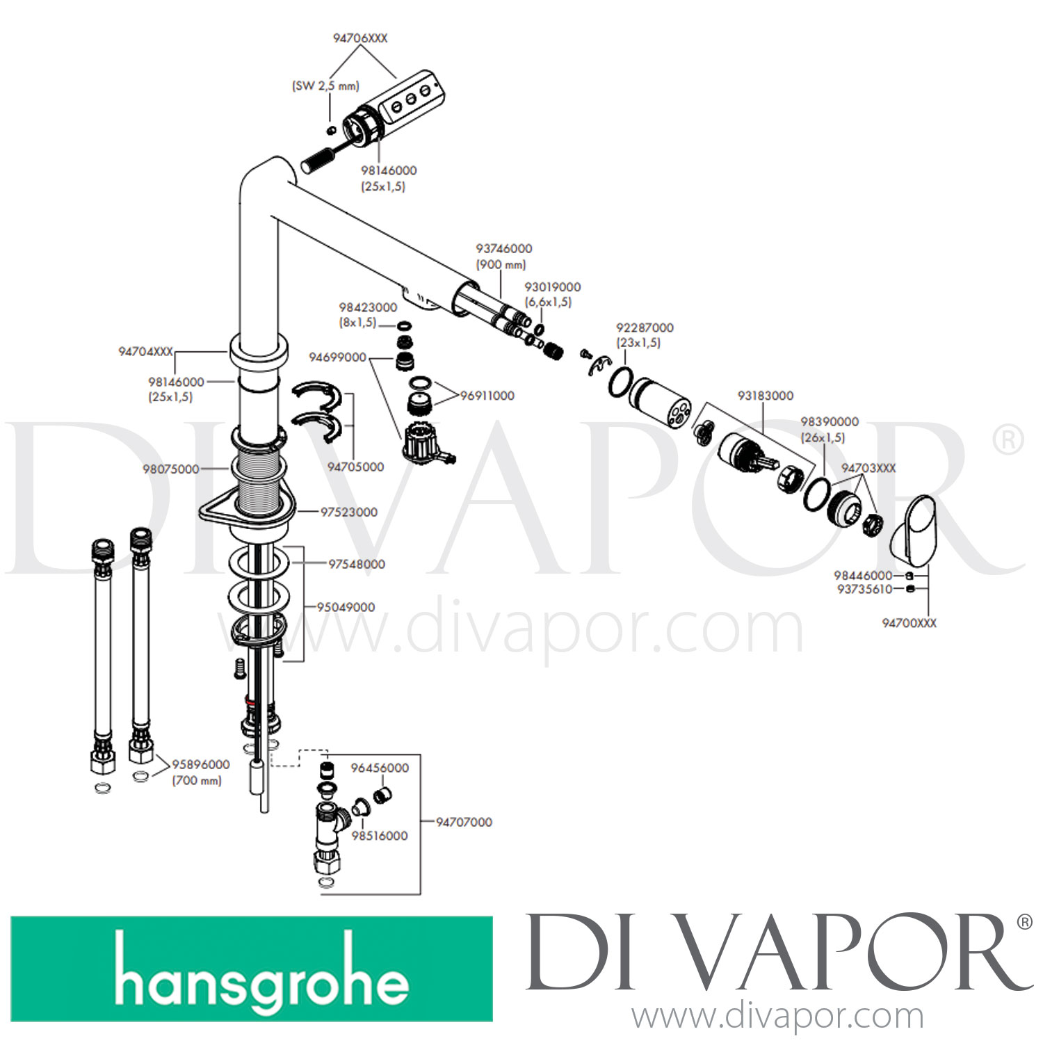 Hansgrohe 76834800 Aqittura M91 Single Lever Kitchen Mixer 240, 1Jet ...