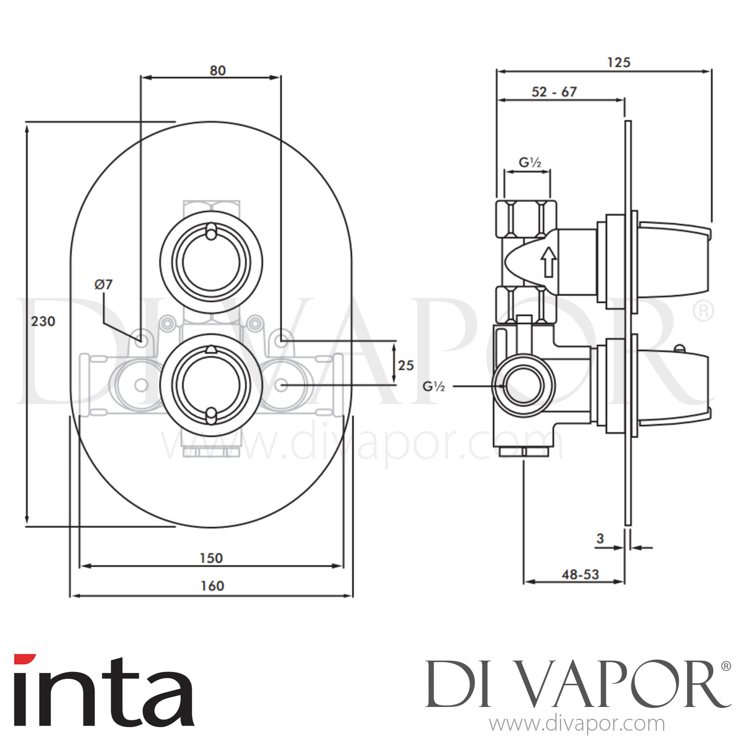 Inta 80008CP Sulis Thermostatic Concealed Shower with Rail Kit Spare Parts