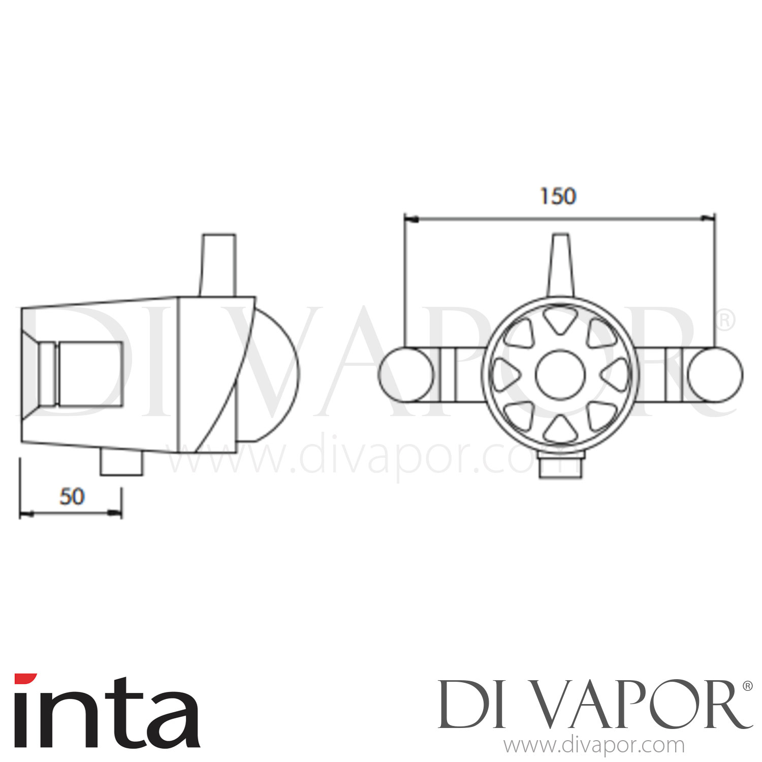 Inta 90024CP Mood Modern Exposed Dual Control Thermostatic Shower Valve ...