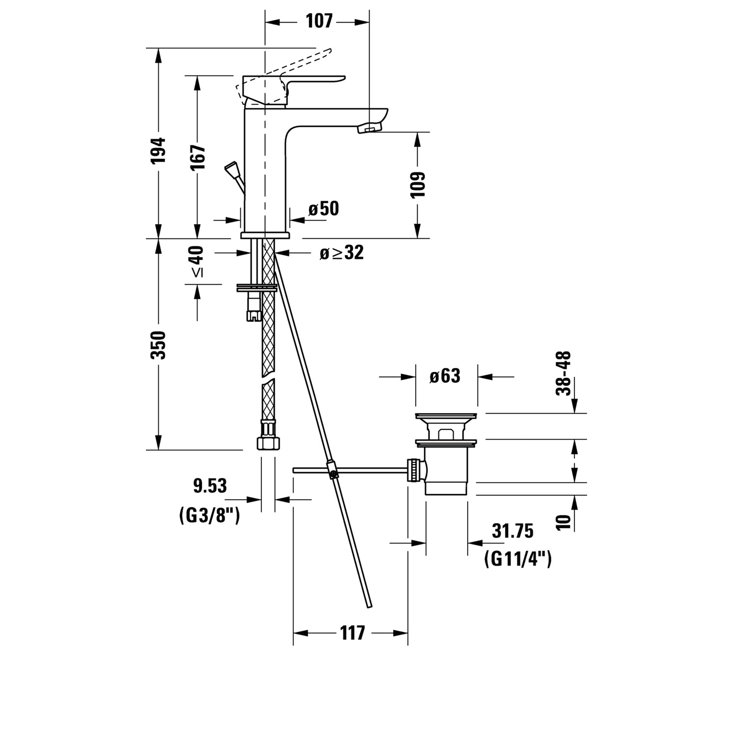 Duravit A.1 Single Lever Basin Mixer M (A11020001) Spare Parts