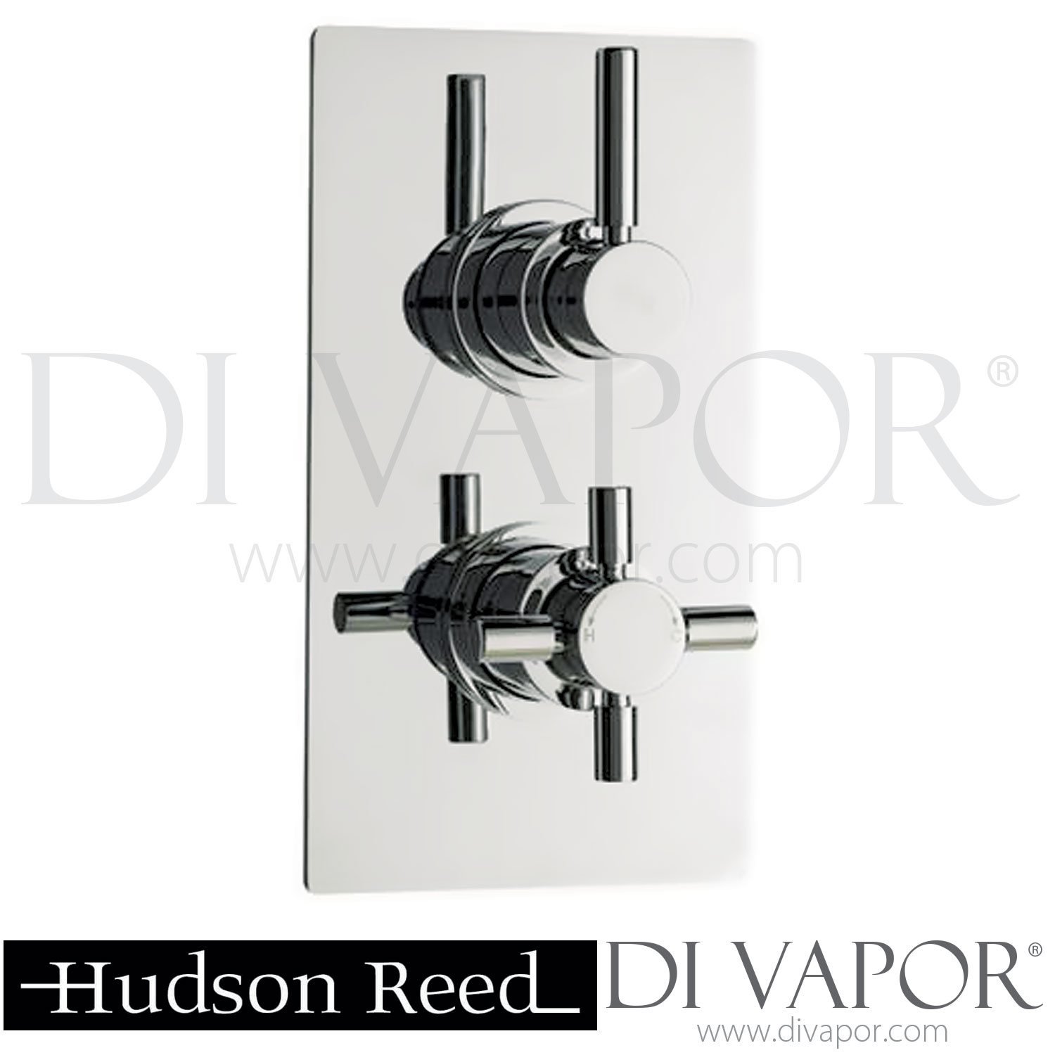 Hudson Reed Tec Pura Twin Concealed Thermostatic Shower Valve & 8 Inch ...