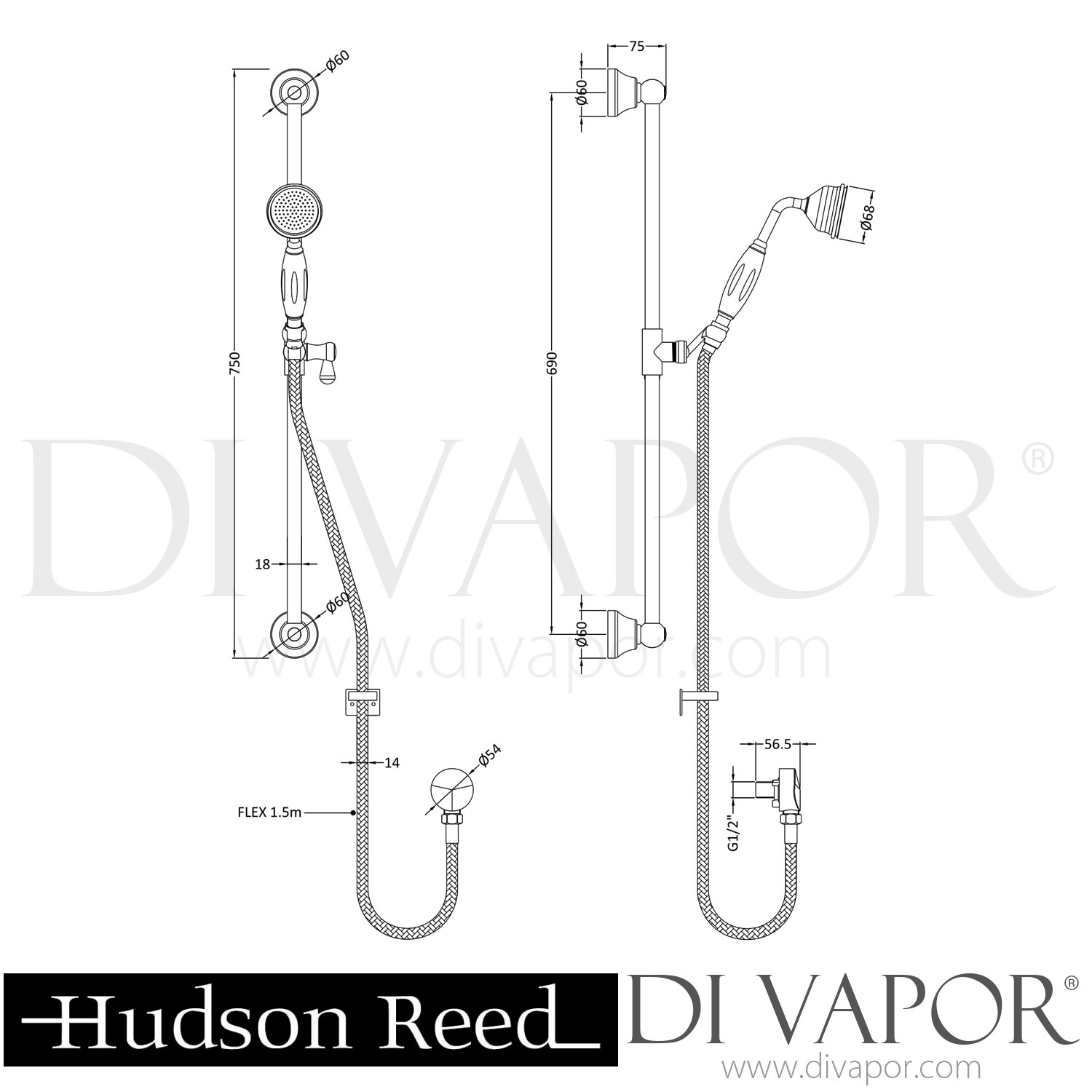 Hudson Reed A3091-A3211 Traditional Dual Concealed Thermostatic Shower ...