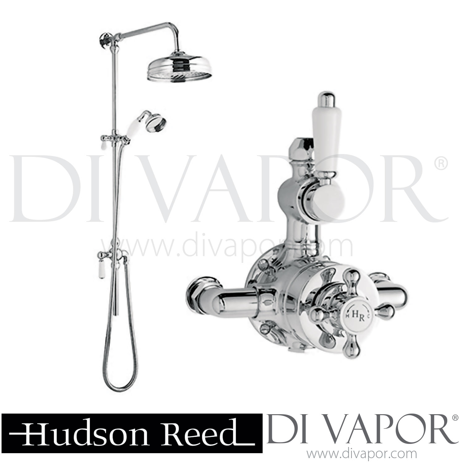 Hudson Reed Twin Shower Valve With Victorian Gr& Rigid Riser Kit ...