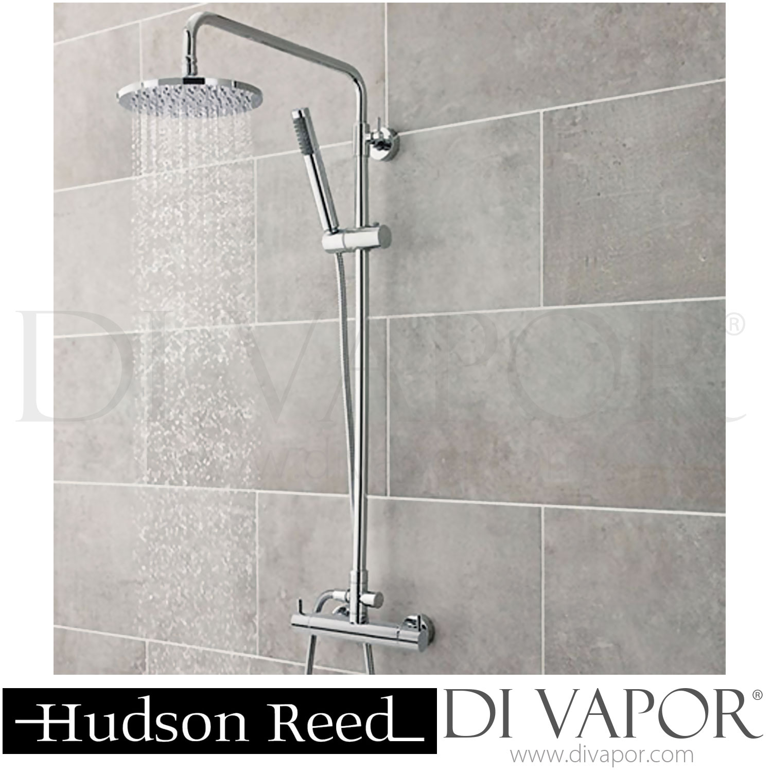 Hudson Reed Minimalist Thermostatic Bar Valve With Telescopic Shower ...
