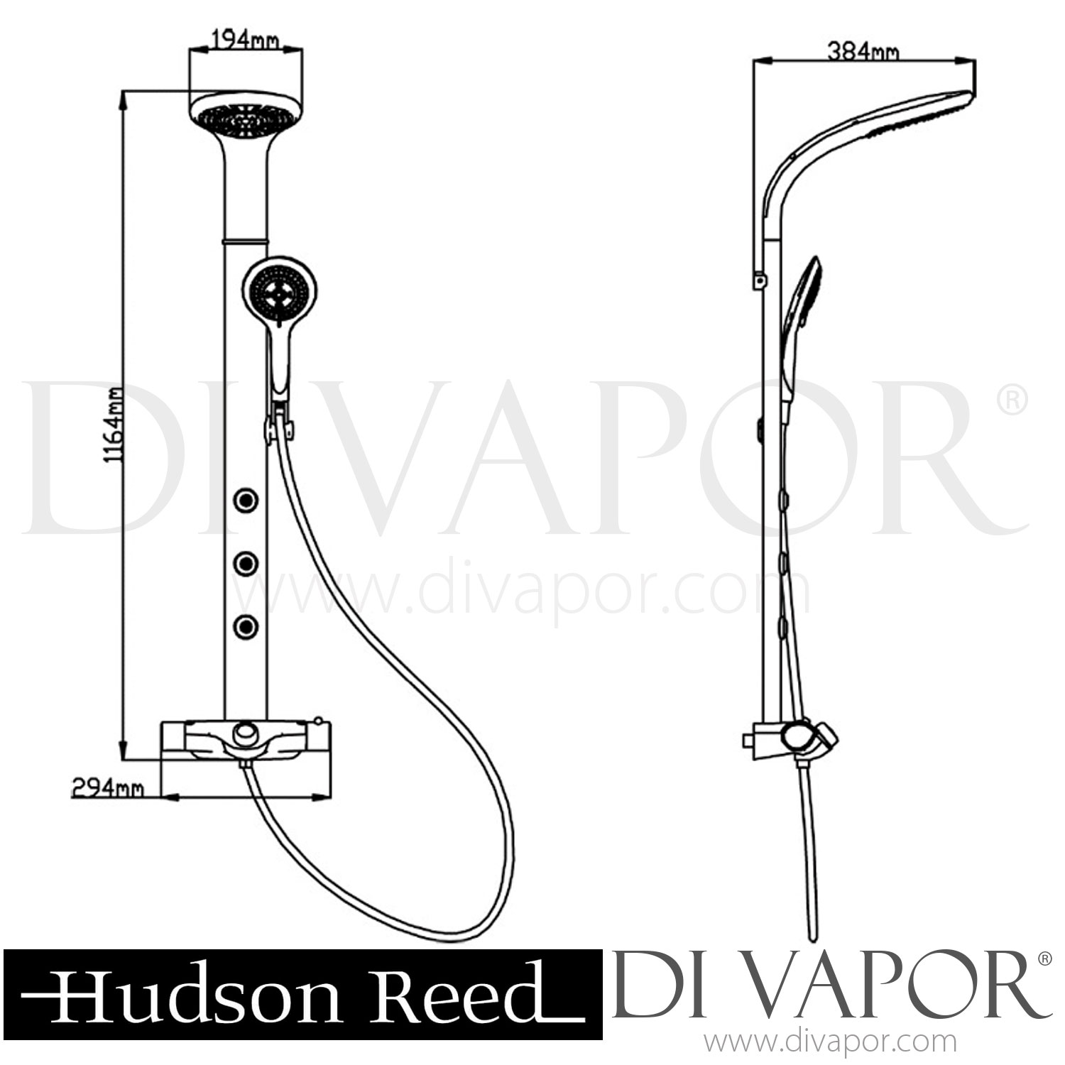 Hudson Reed Red Domino Thermostatic Bar Valve & Shower Kit - A3704 ...