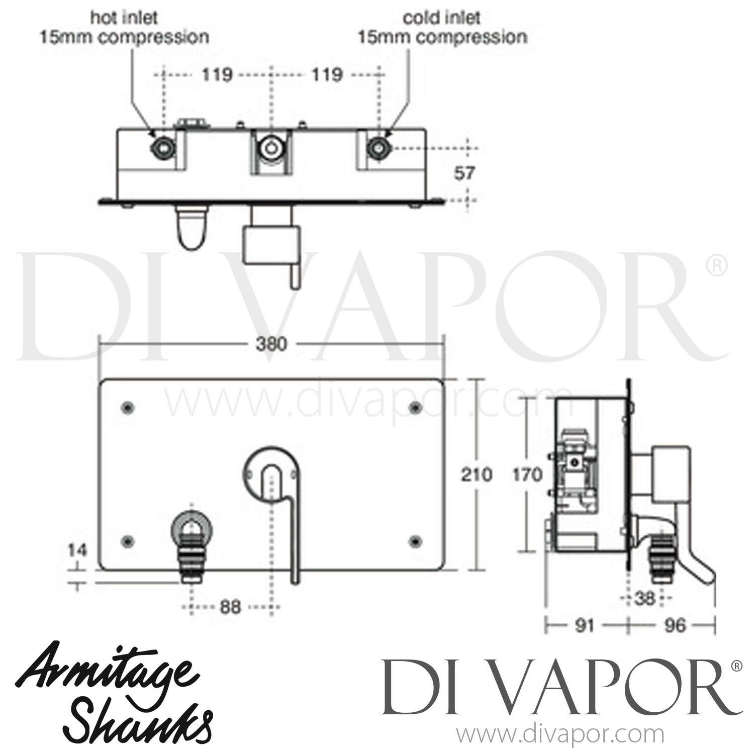 Armitage Shanks A4314my Contour 21 Lever Thermostatic Shower Valve
