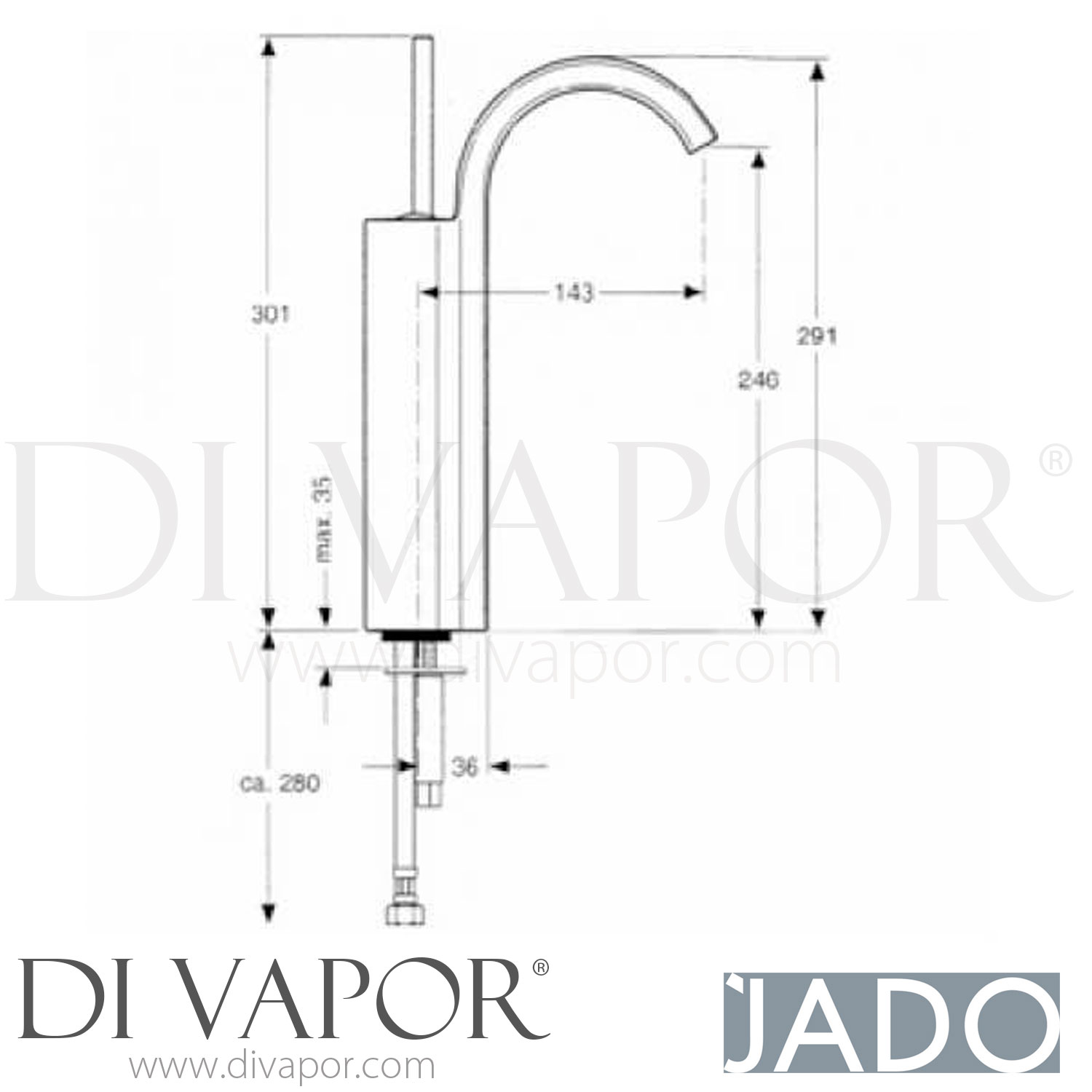 Jado Glance Single Lever One Taphole Vessel Basin Mixer with Circular ...
