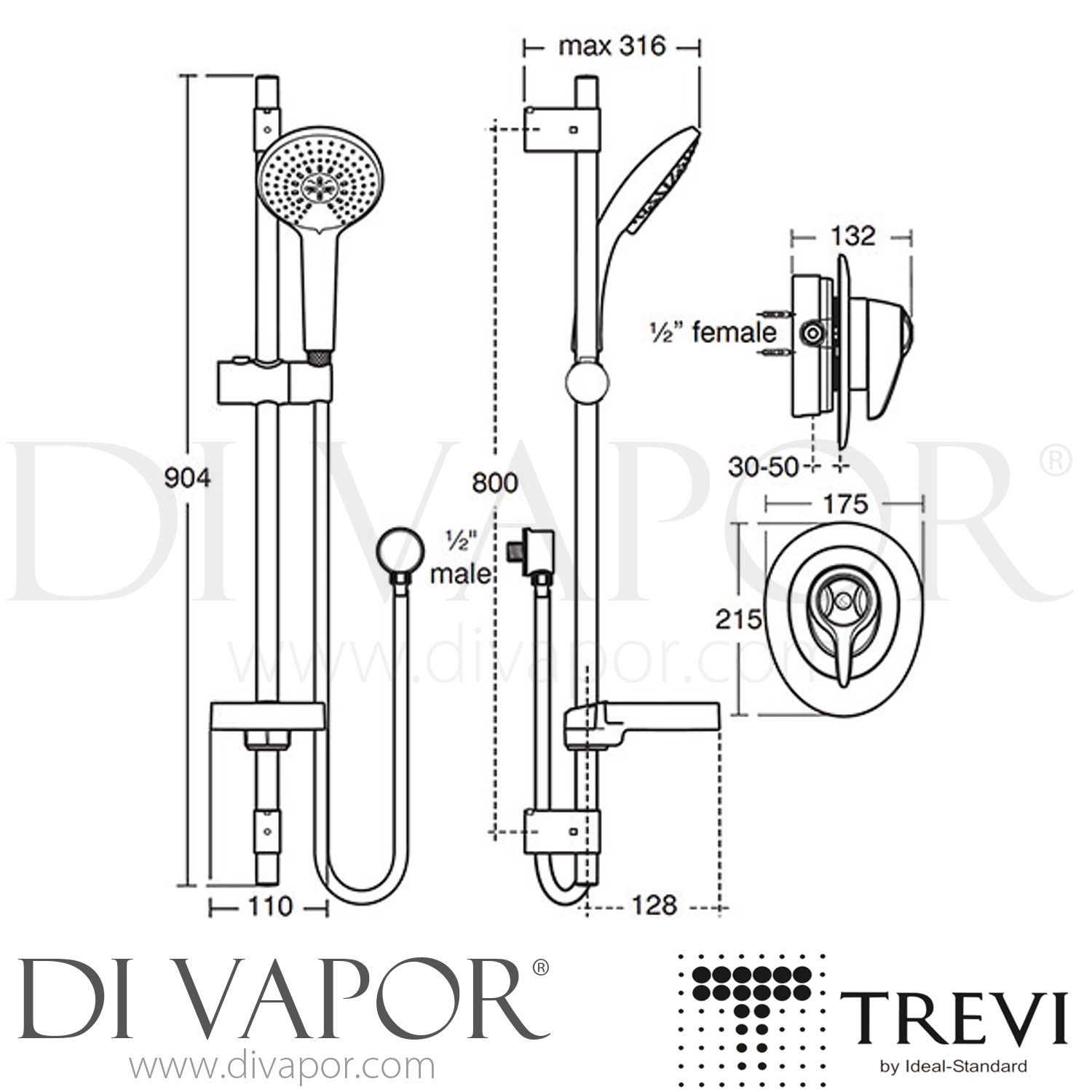 Trevi A5784AA CTV Shower Pack with Built-In Valve Spare Parts
