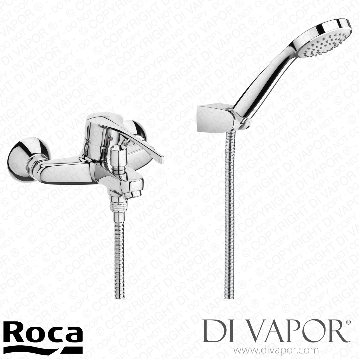 Roca PRO - Wall-Mounted Bath-Shower Mixer with Automatic Diverter ...