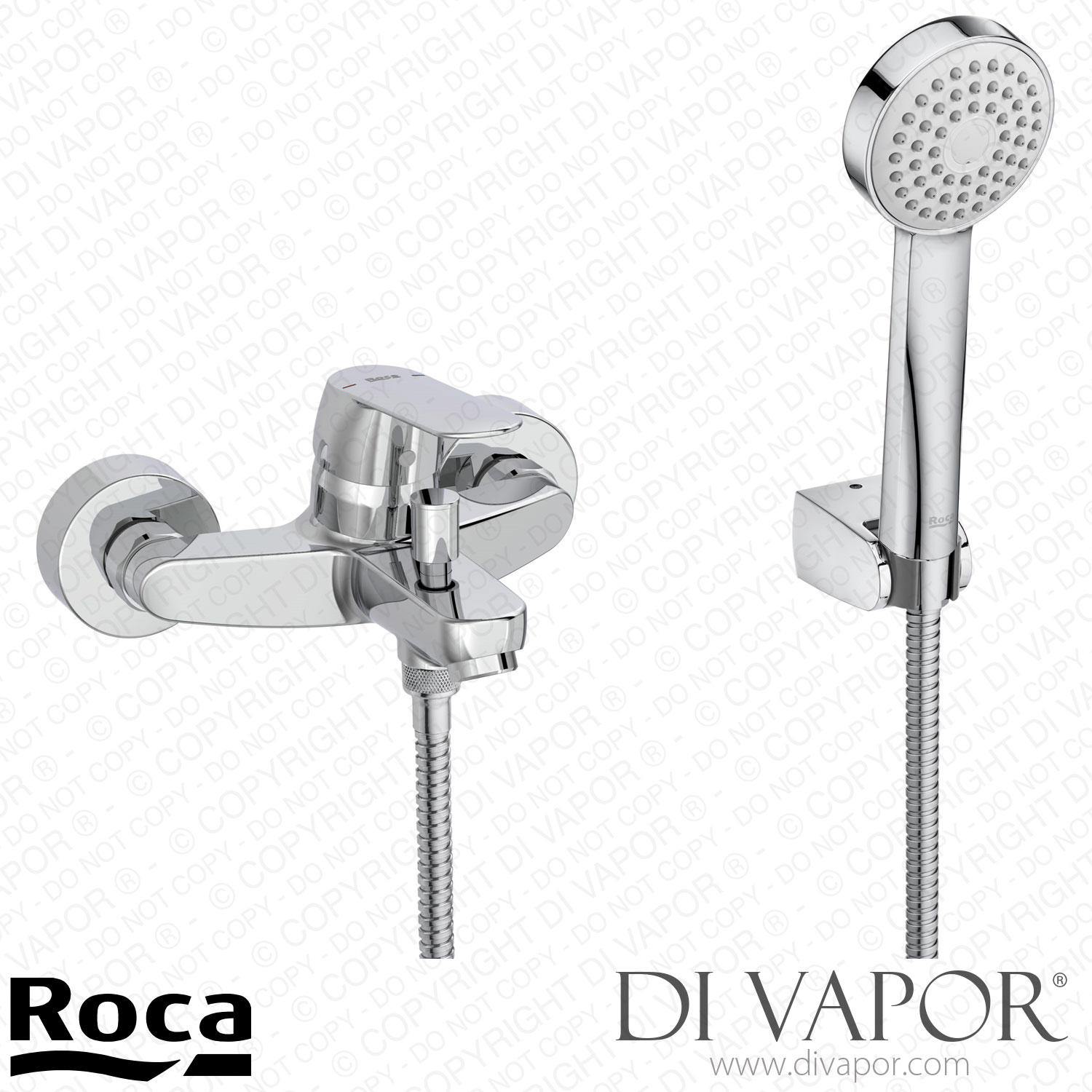 Roca Wall-mounted Bath-Shower Mixer with Automatic Diverter with ...