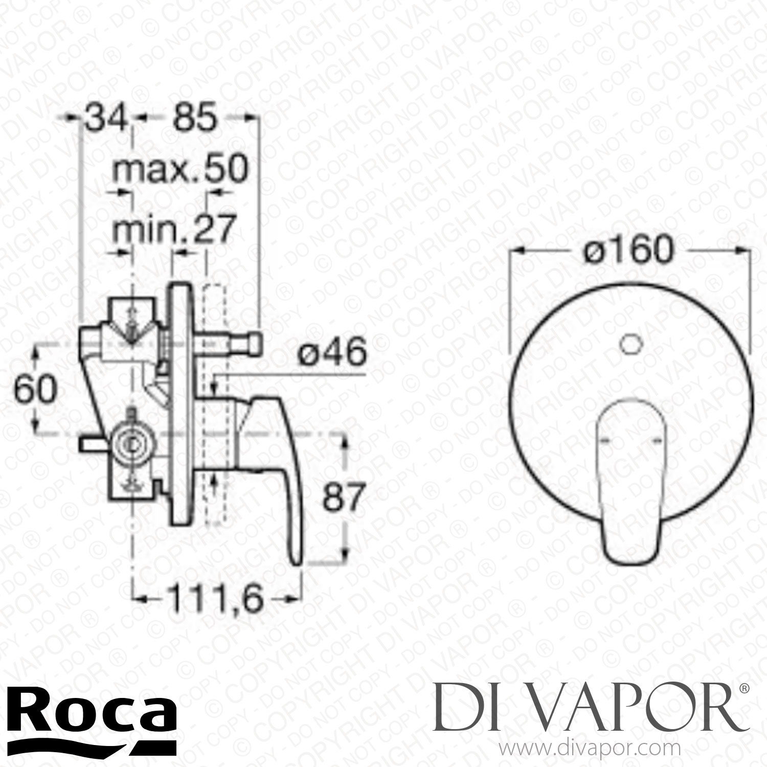 Roca Built-in Bath-Shower Mixer (A5A0698C00) Spare Parts
