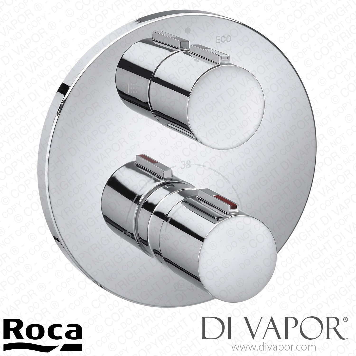 Roca Built-in Thermostatic Bath-Shower Mixer with Diverter-Flow ...