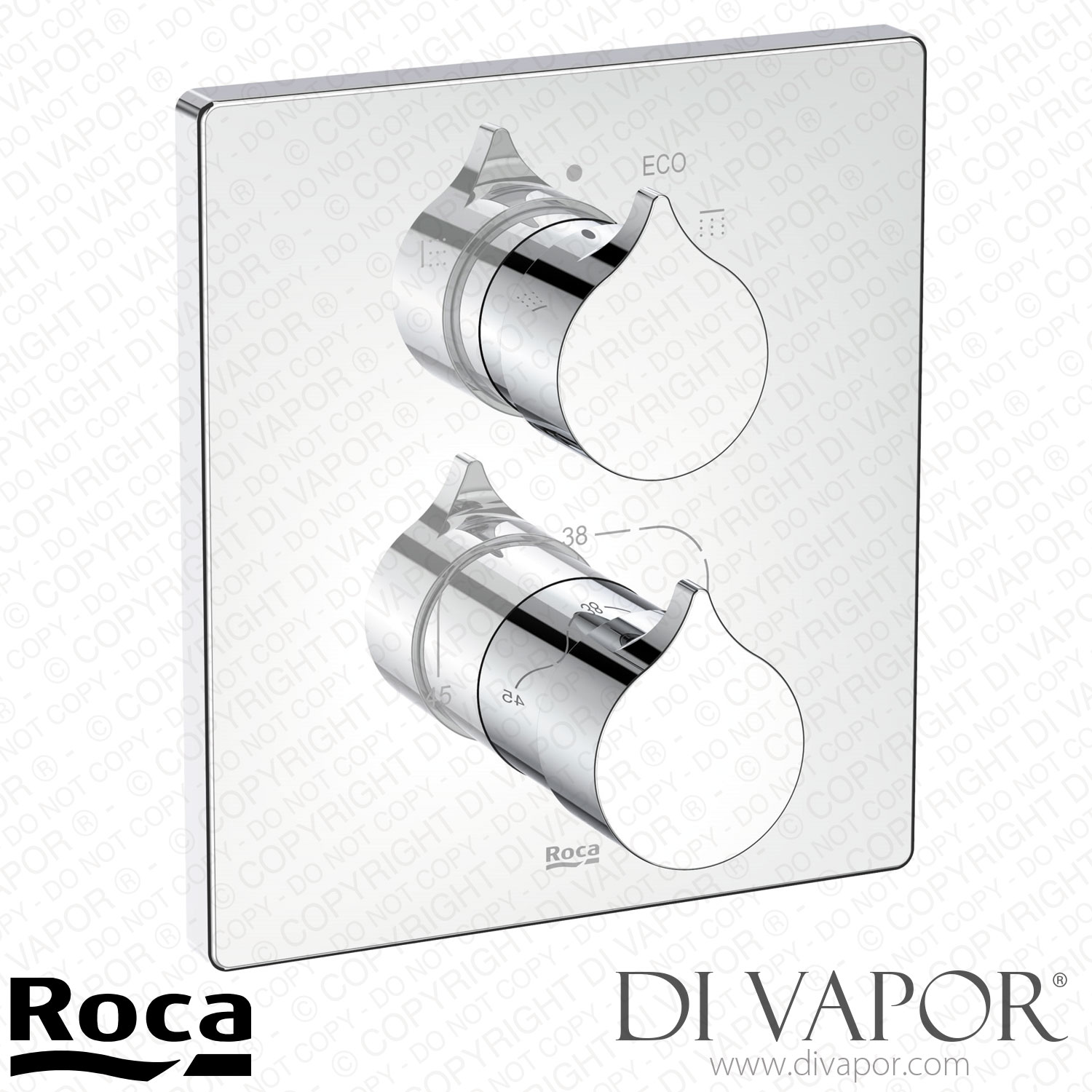 Roca Built-In Thermostatic Bath-Shower Mixer with Automatic Diverter ...