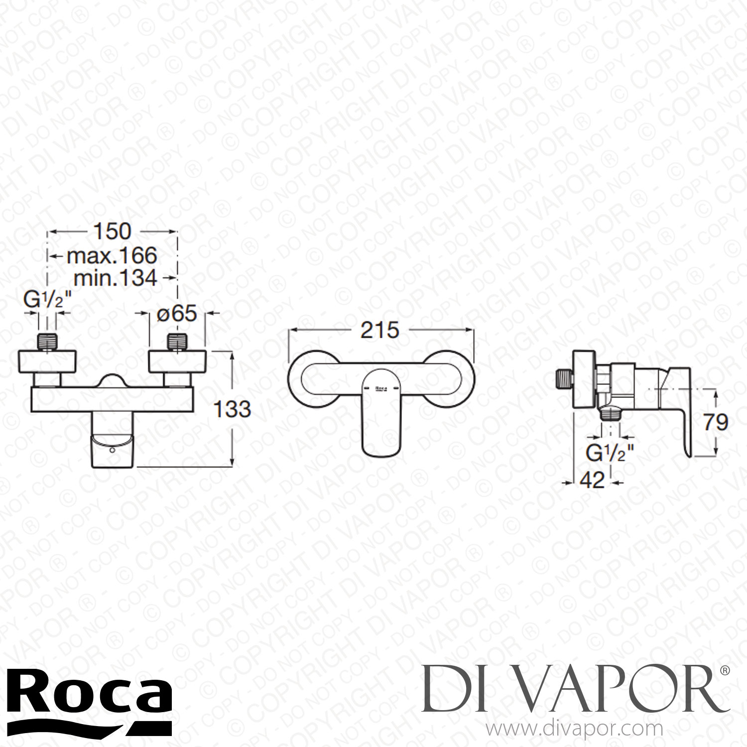 Roca Wall-mounted Shower Mixer (A5A216EC00) Spare Parts