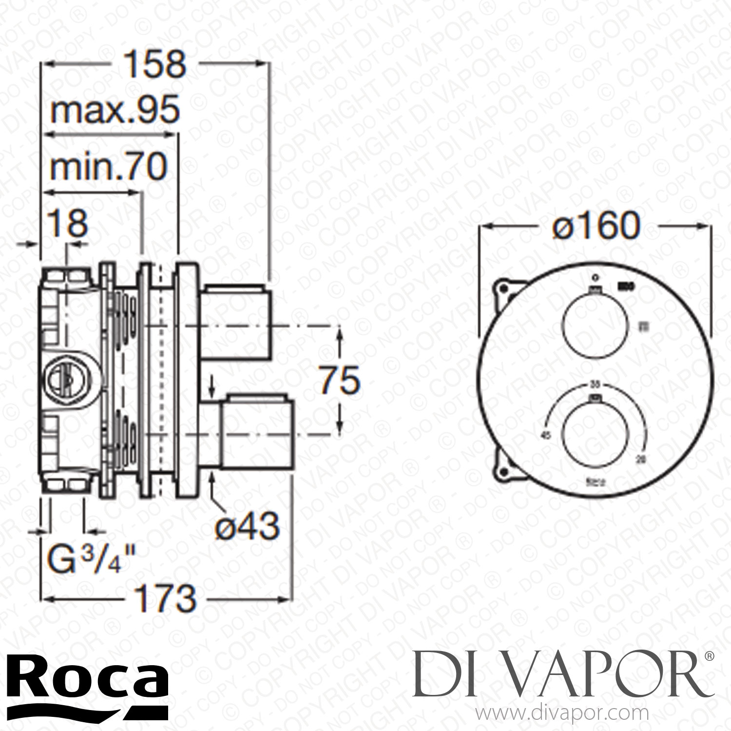 Roca Built-In Thermostatic Bath or Shower Mixer (A5A2C09CN0) Spare Parts