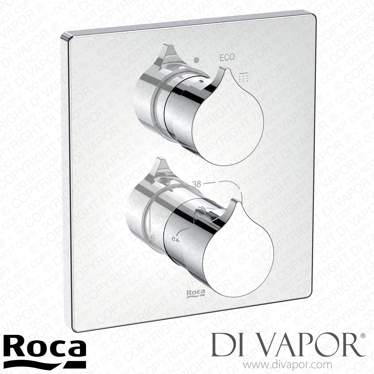 Roca Built-In Thermostatic Bath-Shower Mixer with Automatic Diverter ...