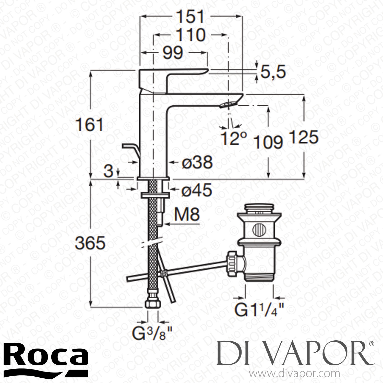 Roca Single Lever Basin Mixer with Pop-up Waste Cold Start (A5A306EC00) Spare Parts