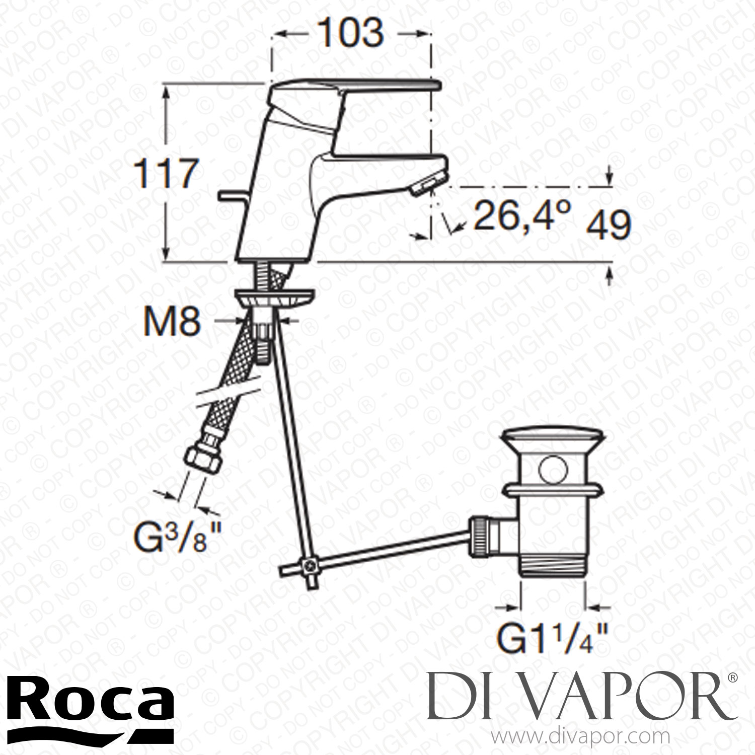 Roca PRO - Basin Mixer with Chain Connector (A5A3123C00) Spare Parts