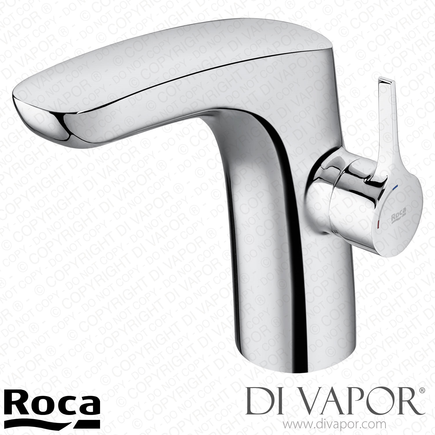 Roca Single Lever Medium Height Basin Mixer with Smooth Body Cold Start ...