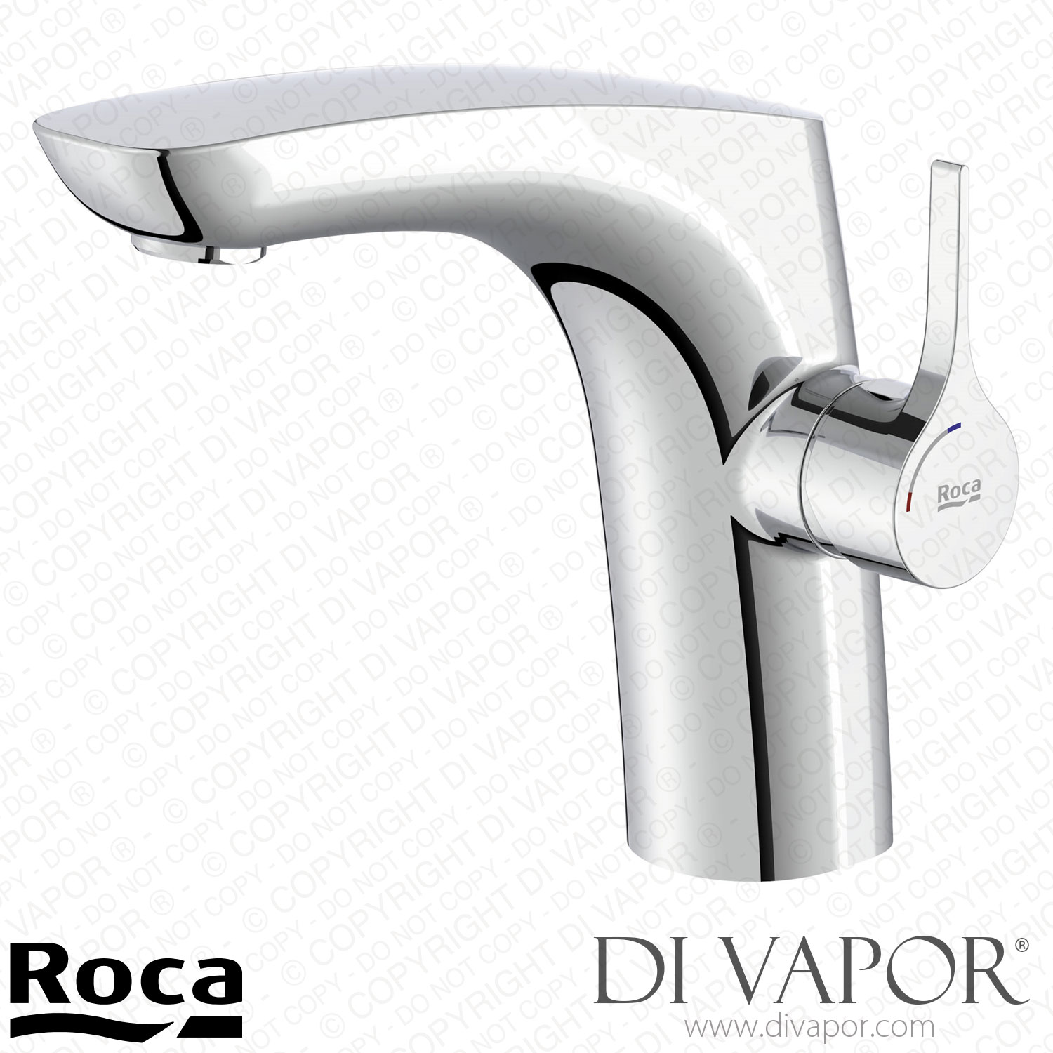 Roca Single Lever Medium Height Basin Mixer with Pop-Up Waste Cold ...
