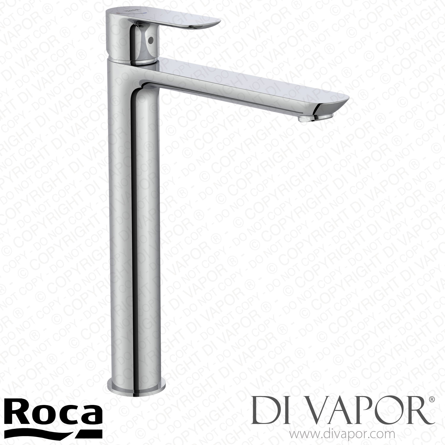 Roca Single Lever Extended Plus Height Basin Mixer with Smooth Body Cold Start (A5A346EC00 ...