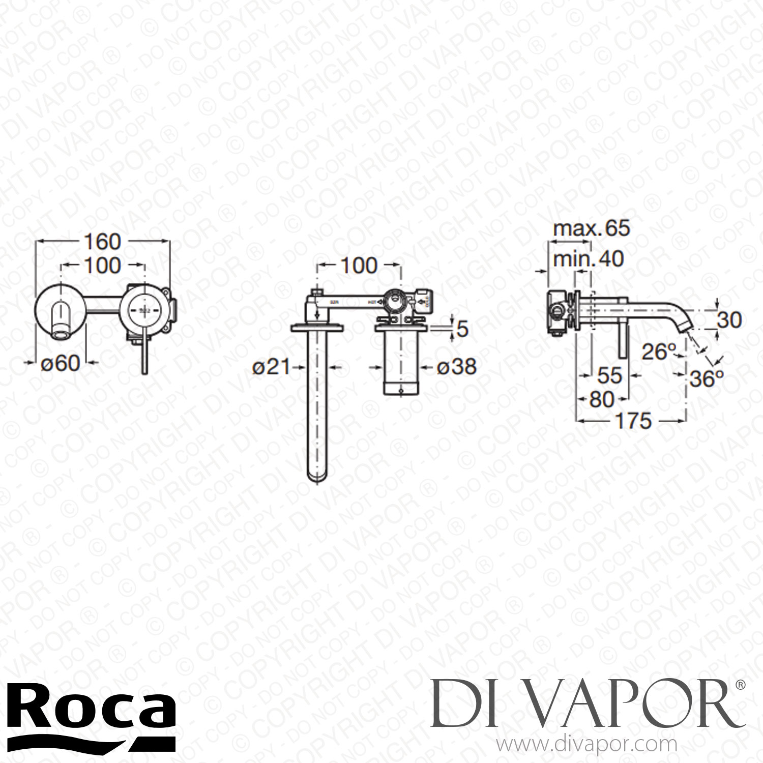 Roca Built-In Basin Mixer (A5A359ERG0) Spare Parts