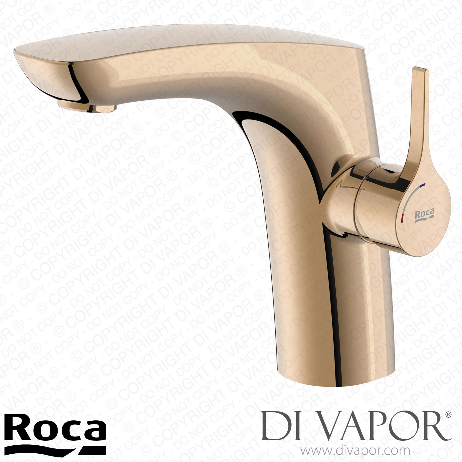 Roca Single Lever Medium Height Basin Mixer with Smooth Body Cold Start ...